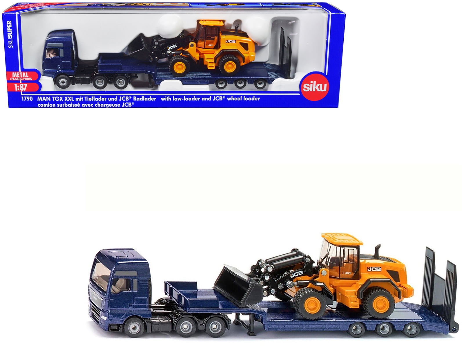 MAN Truck Blue Metallic with Low Loader Trailer and JCB 457 Wheel ...