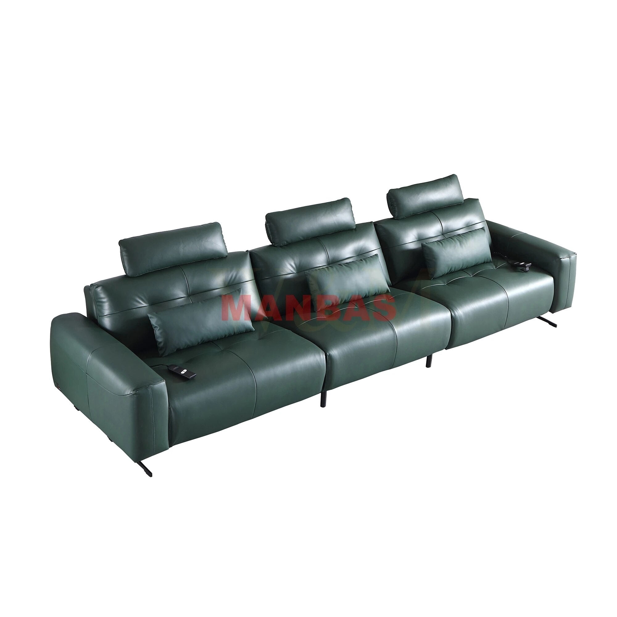 MANBAS Italian Genuine Leather Power Recliner Electric Reclining Sofa ...