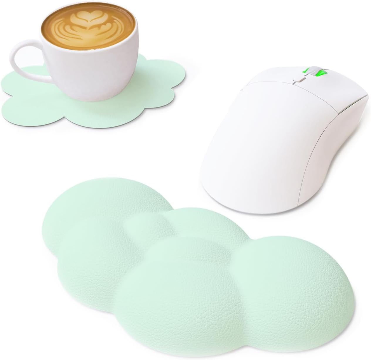 MANBASNAKE Cloud Mouse Pad Wrist,Ergonomic Leather Waterproof Coaster ...