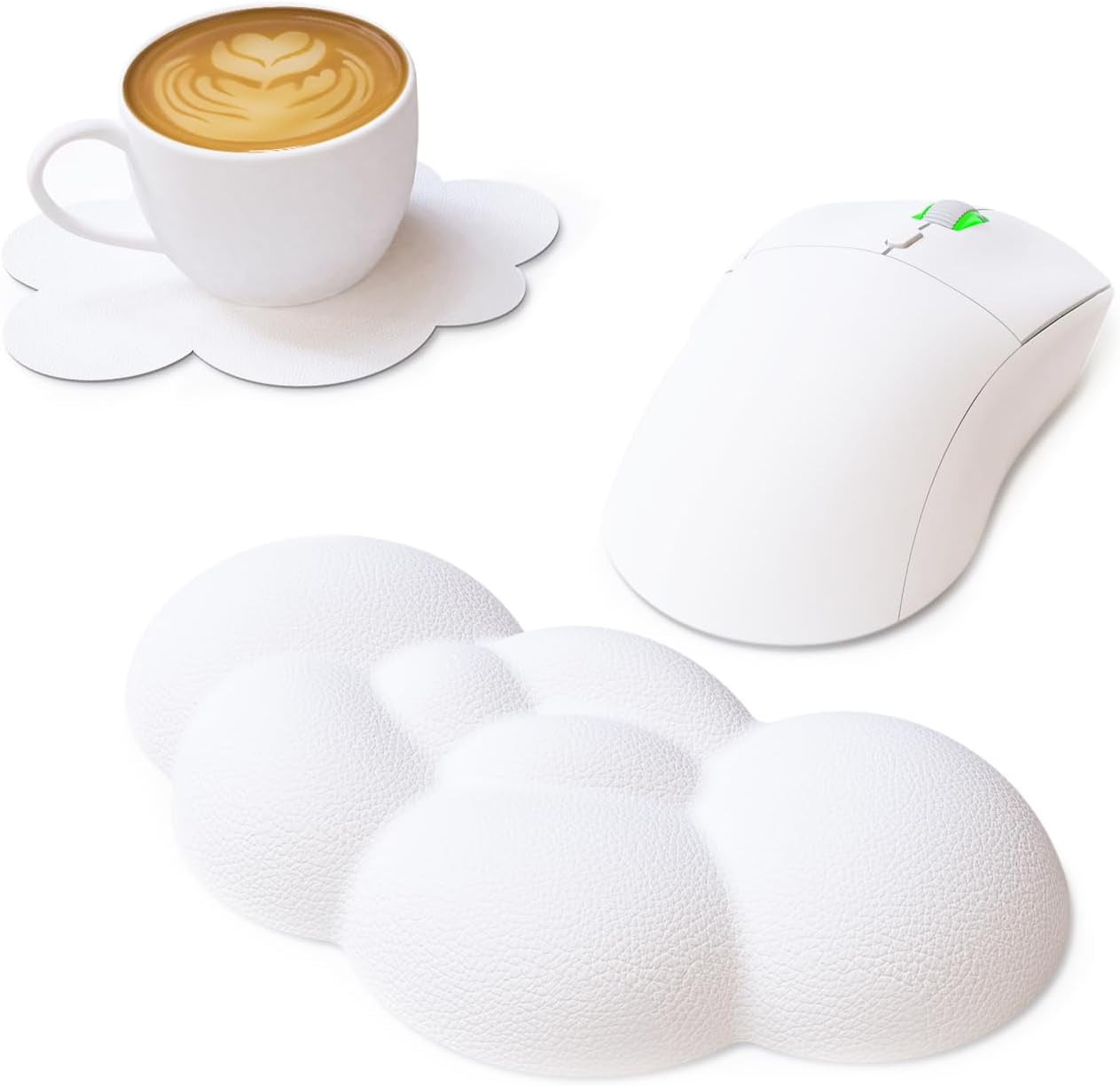 MANBASNAKE Cloud Mouse Pad Wrist,Ergonomic Leather Waterproof Coaster ...