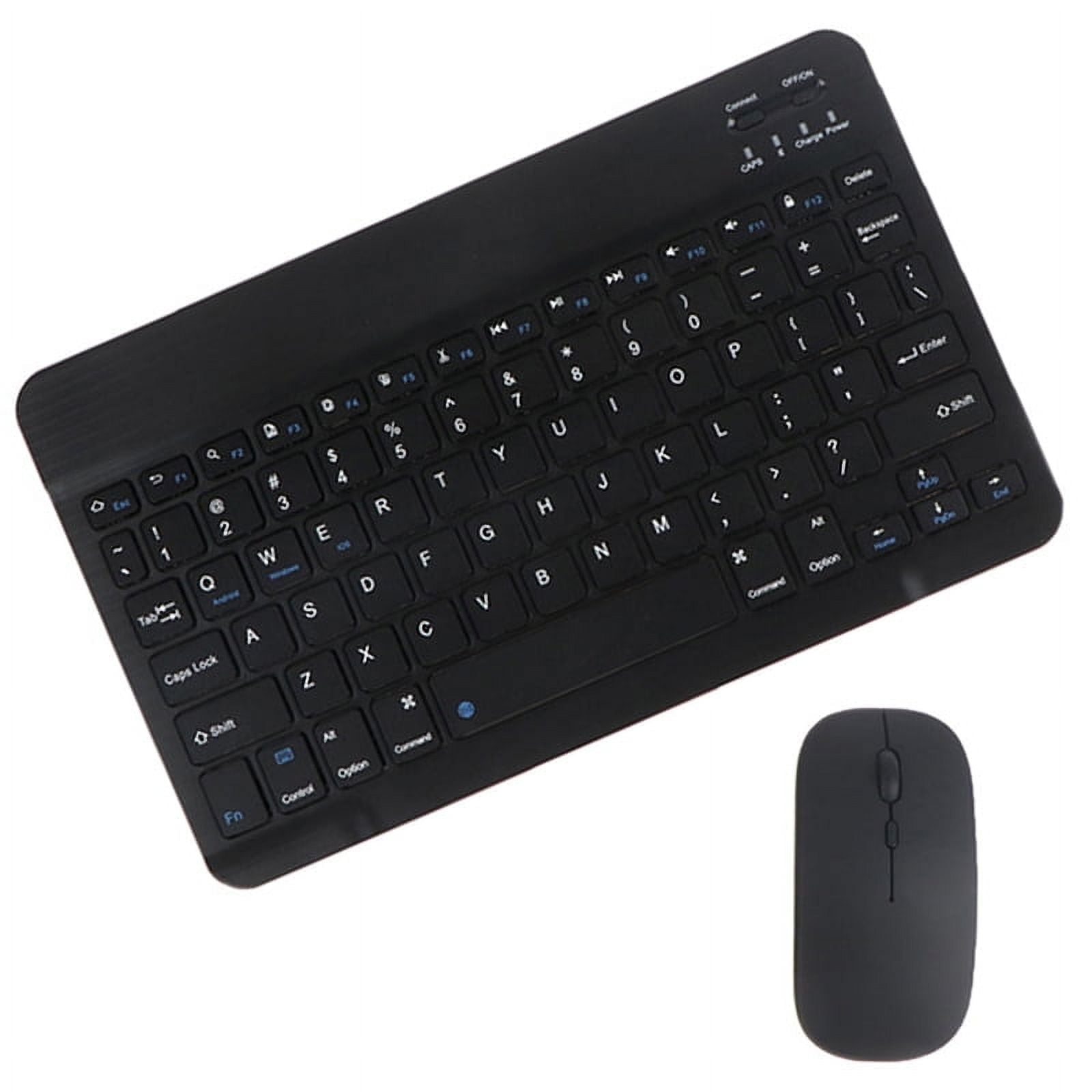 Blue Slim Mini Wireless Bluetooth Keyboard & Mouse Compatible with iPad ...
