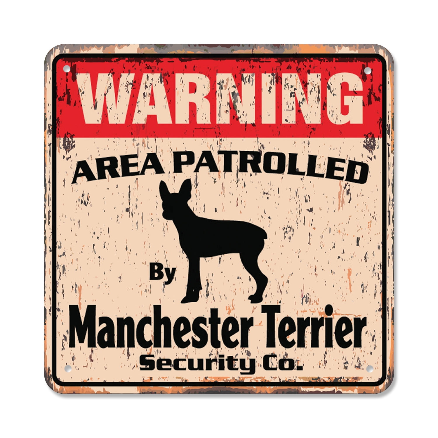 MANCHESTER TERRIER Vintage Security Sign Area Patrolled pet guard ...