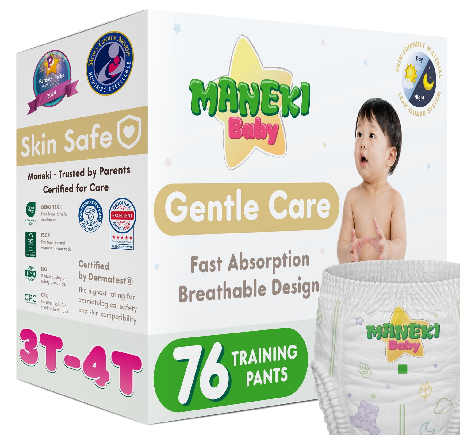 MANEKI Baby Disposable Pull Ups 3T-4T Diaper Pants Size 5 (26-37 lbs ...