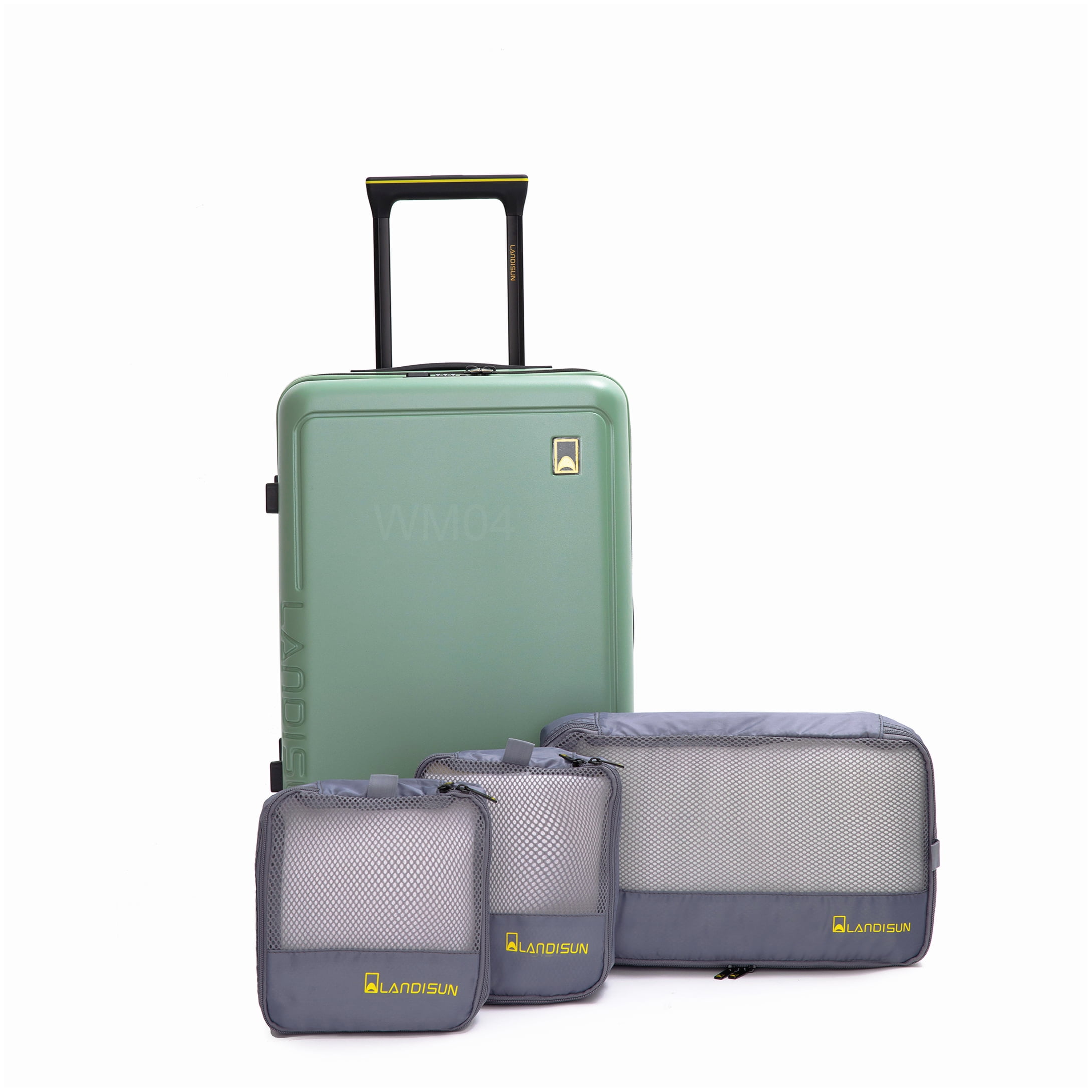 MANGIJOY ABS PC Hardshell Spinner Suitcase 3-Piece Set, Green Carry On ...