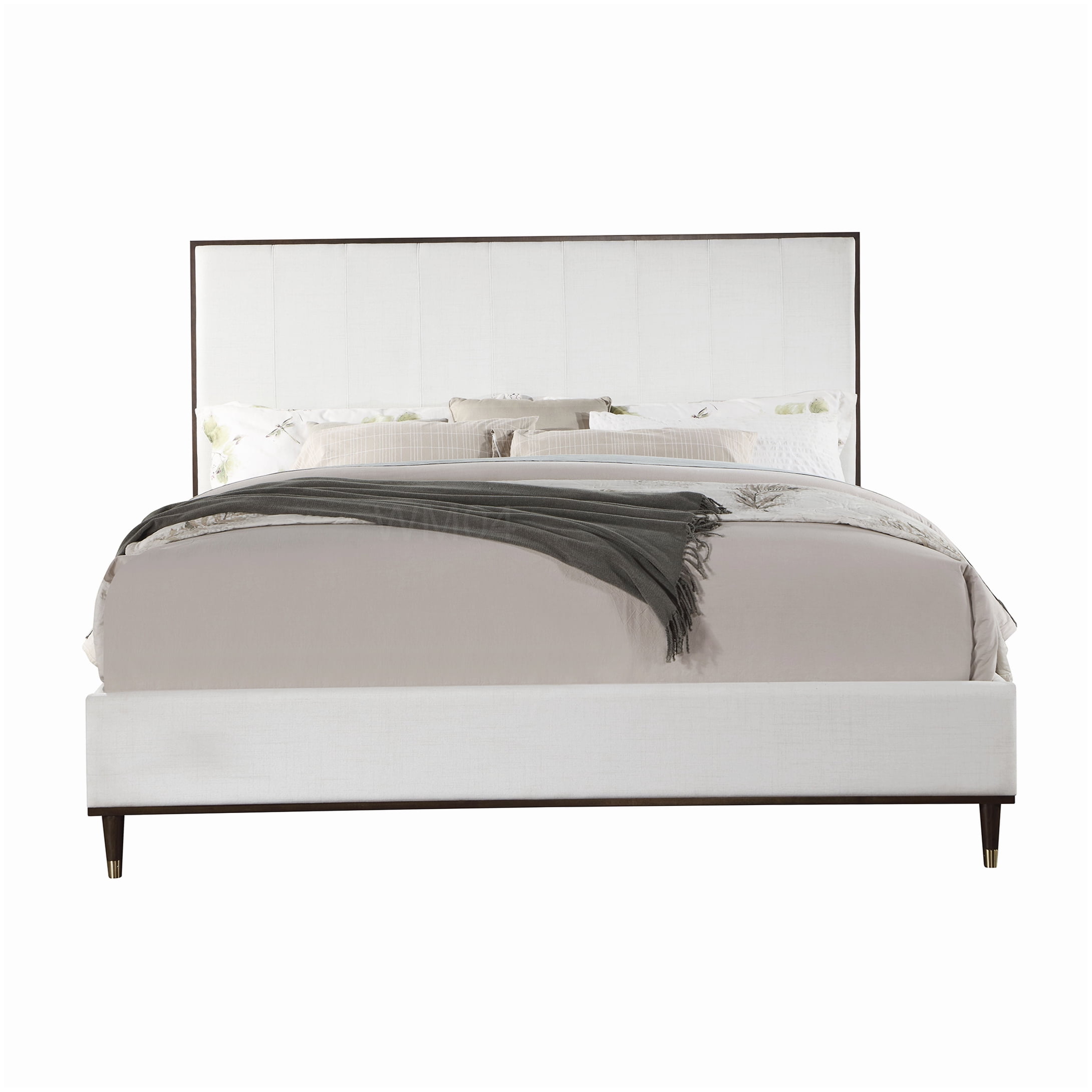 MANGIJOY Queen Size Platform Bed Frame, Light Gray Upholstered ...