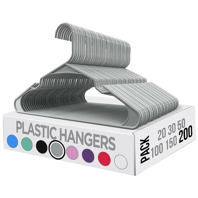 MANGOBOB Plastic Hangers 50 Pack - Perfect Space Saving Clothes Hanger ...