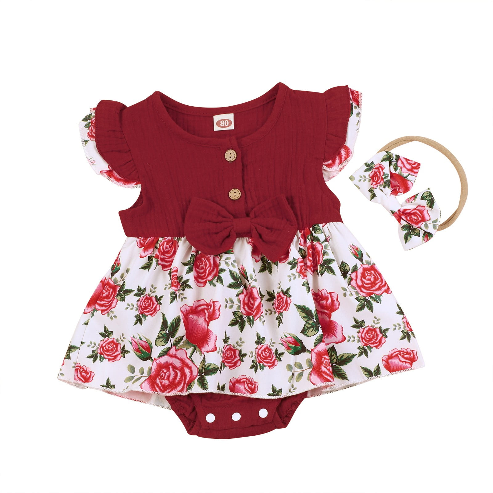 MANHUJI Baby Clothes Unisex Baby Bodysuit Floral Romper Dress Infant ...