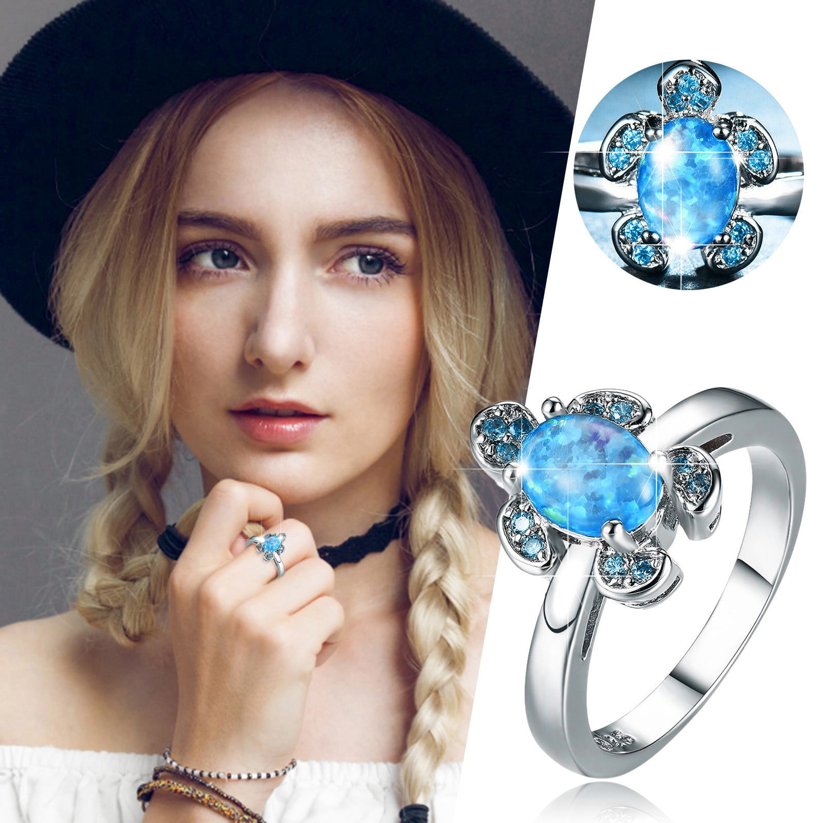 MANHUJI Crystal Rings Blue Sea Turtle Shape Ring Diamond Turtle ...