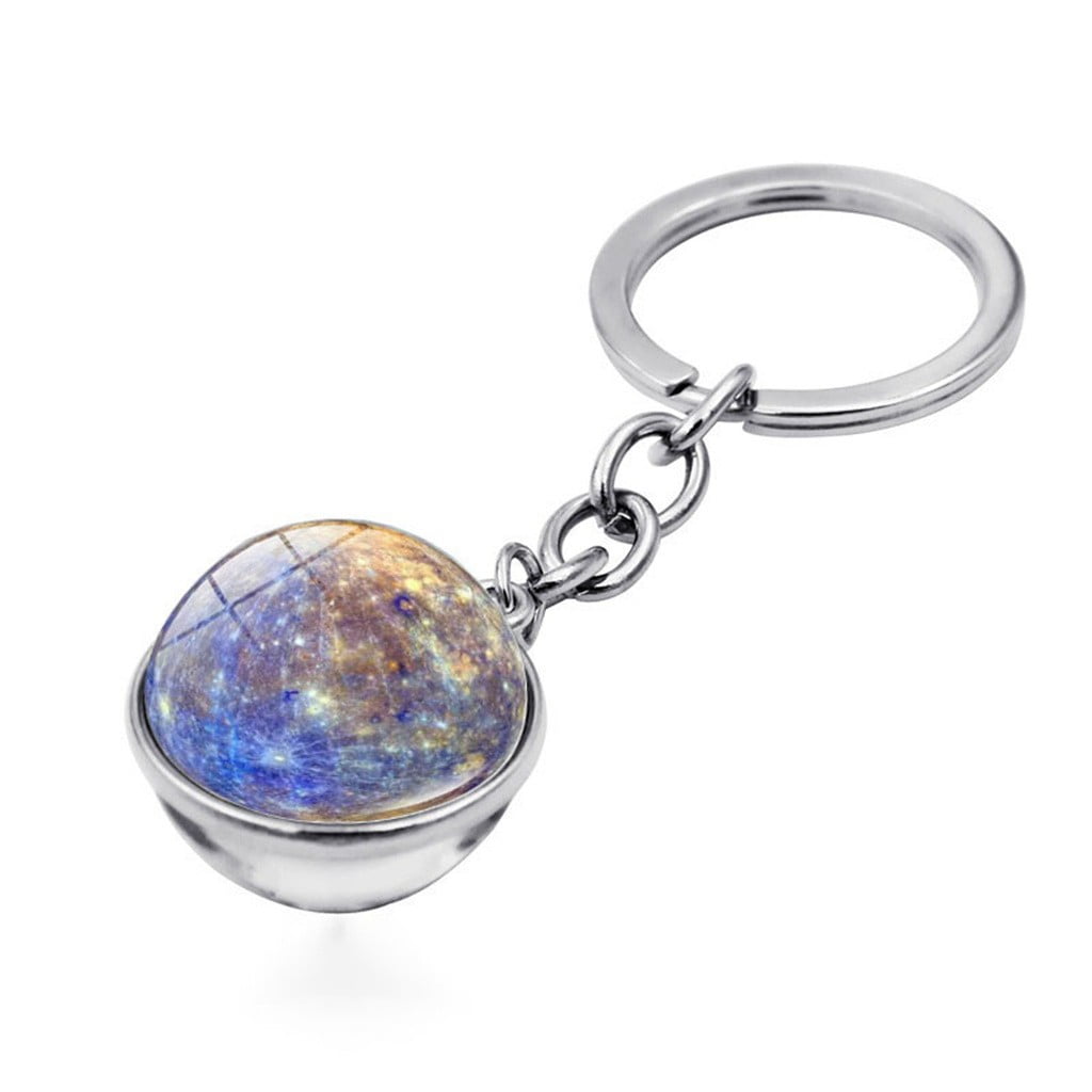 MANHUJI Key Chain Clip Cosmic Galaxy Planet Time Gemstone Double-Sided ...
