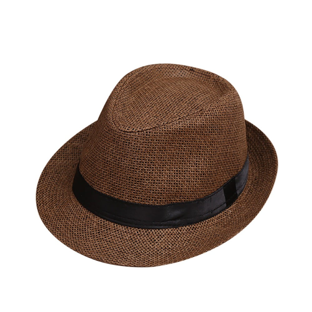 MANHUJI Kids Boys Straw Fedora Hat Children Summer British Style Fedora ...