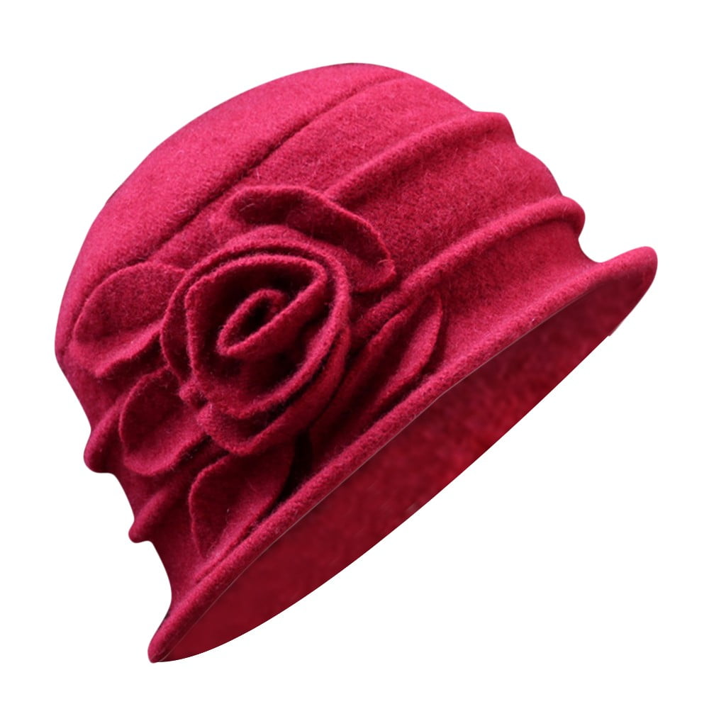 MANHUJI Vintage Hats for Women's Bucket Wool Elegant Winter Cap Bowler ...