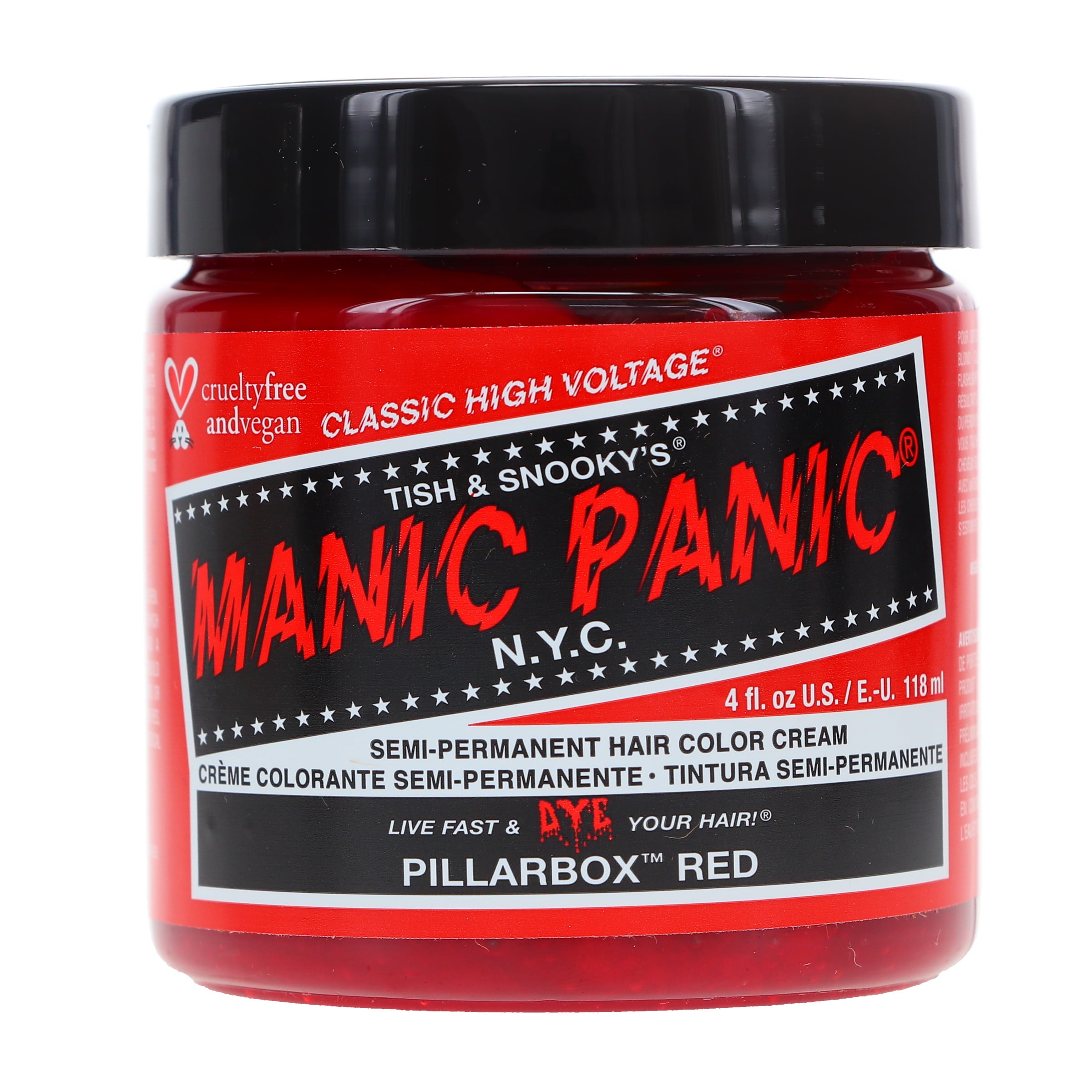 Manic Panic Semi-Permanent Hair Color Cream, Pillarbox Red, 4 oz, Vegan ...