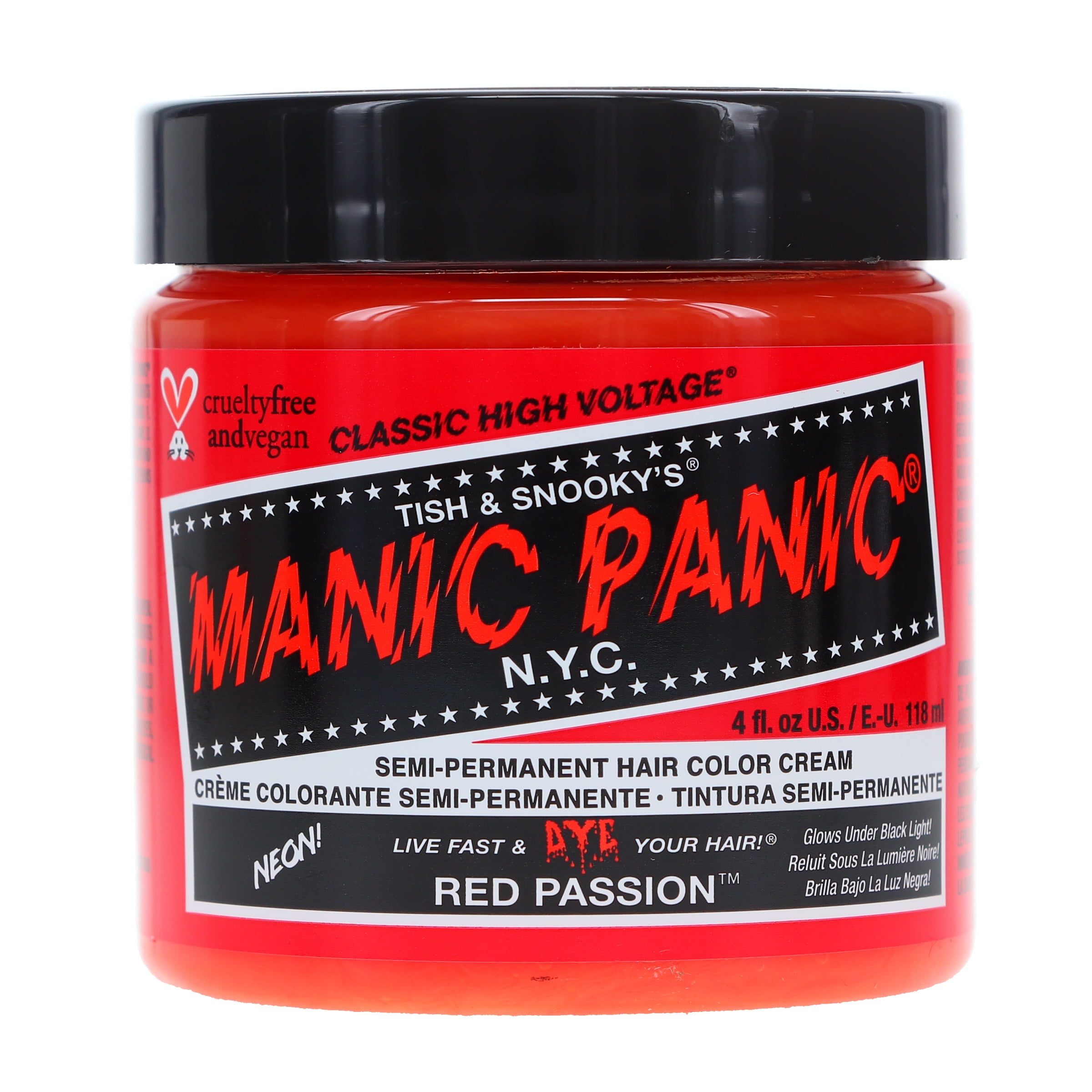 Manic Panic Semi-Permanent Hair Dye, Red Passion, Medium Cherry Red ...