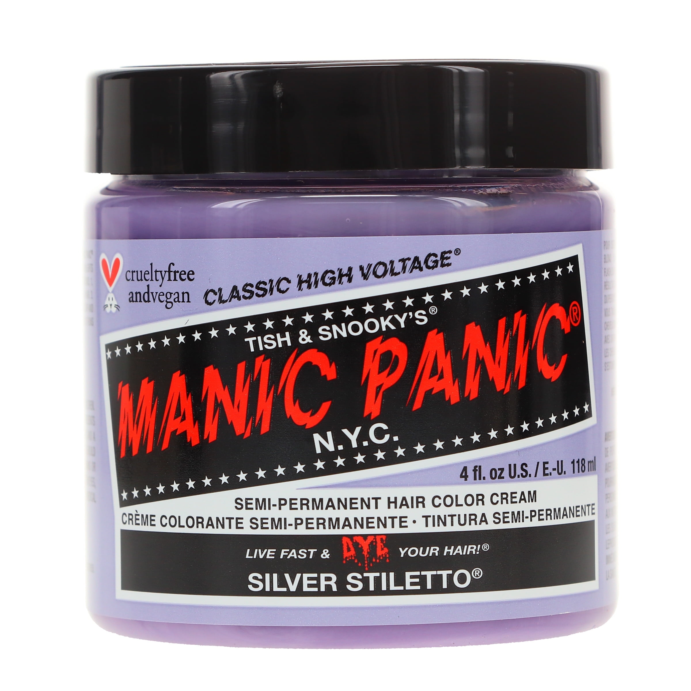Manic Panic Classic High Voltage Silver Stiletto Hair Dye, 4 oz, Icy ...