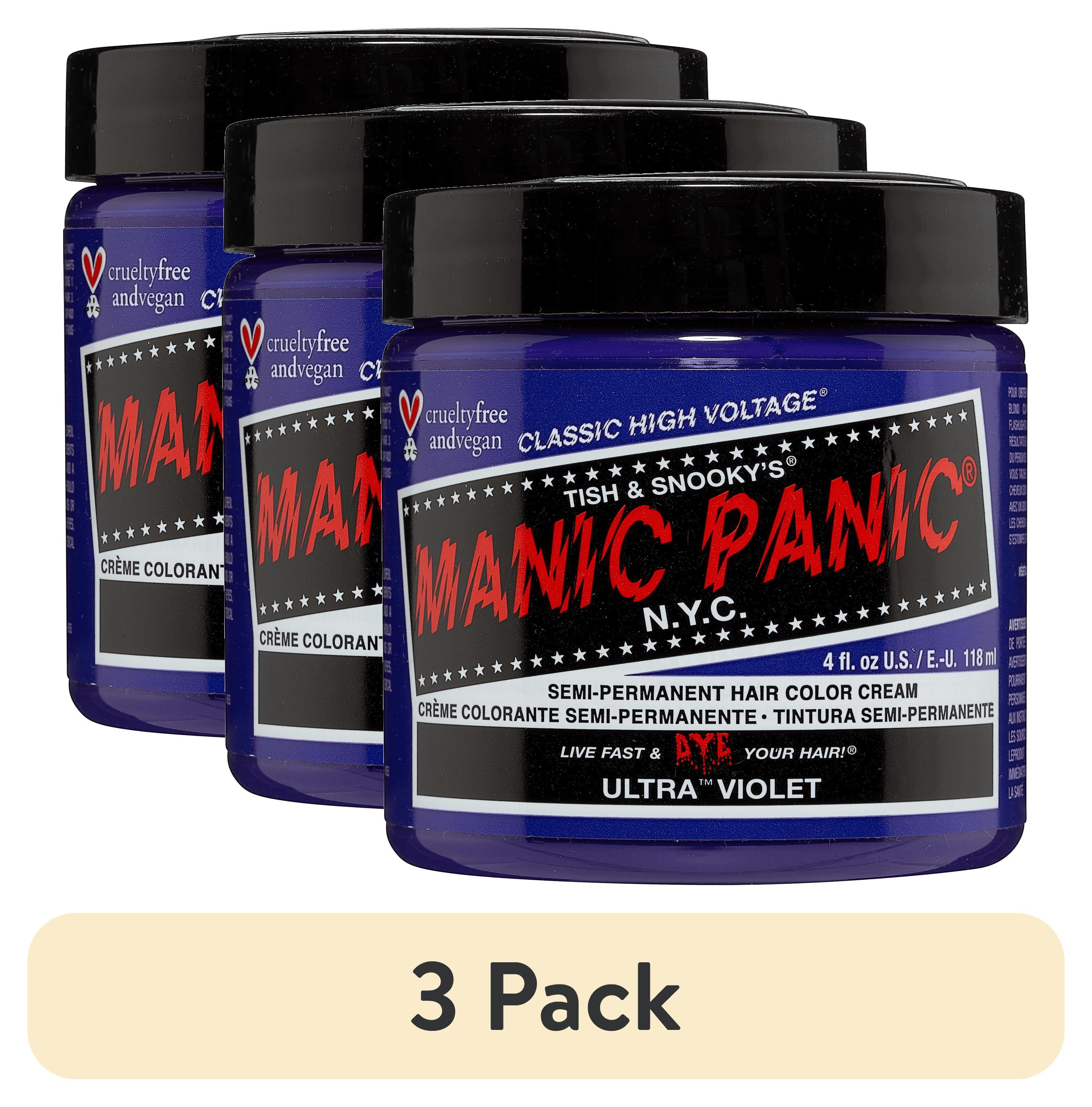 (3 pack) MANIC PANIC ULTRA VIOLET Classic High Voltage Semi-Permanent Hair Color, 4 fl oz ...