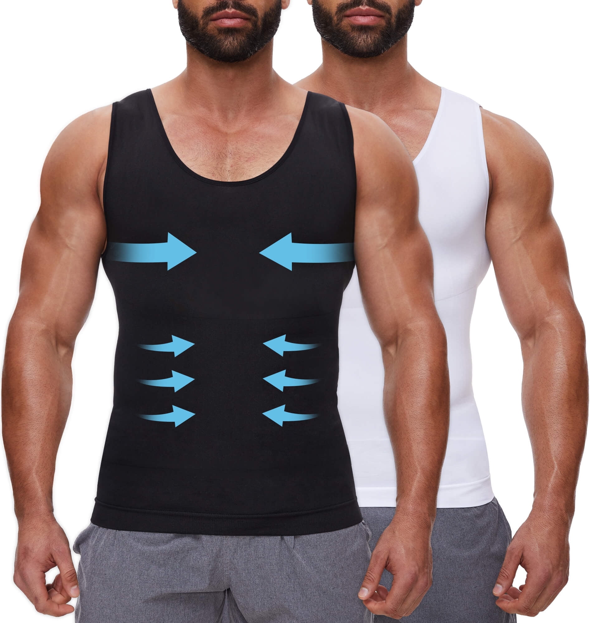 MANIFIQUE 2 Packs Gynecomastia Compression Shirts for Men - Sleeveless ...