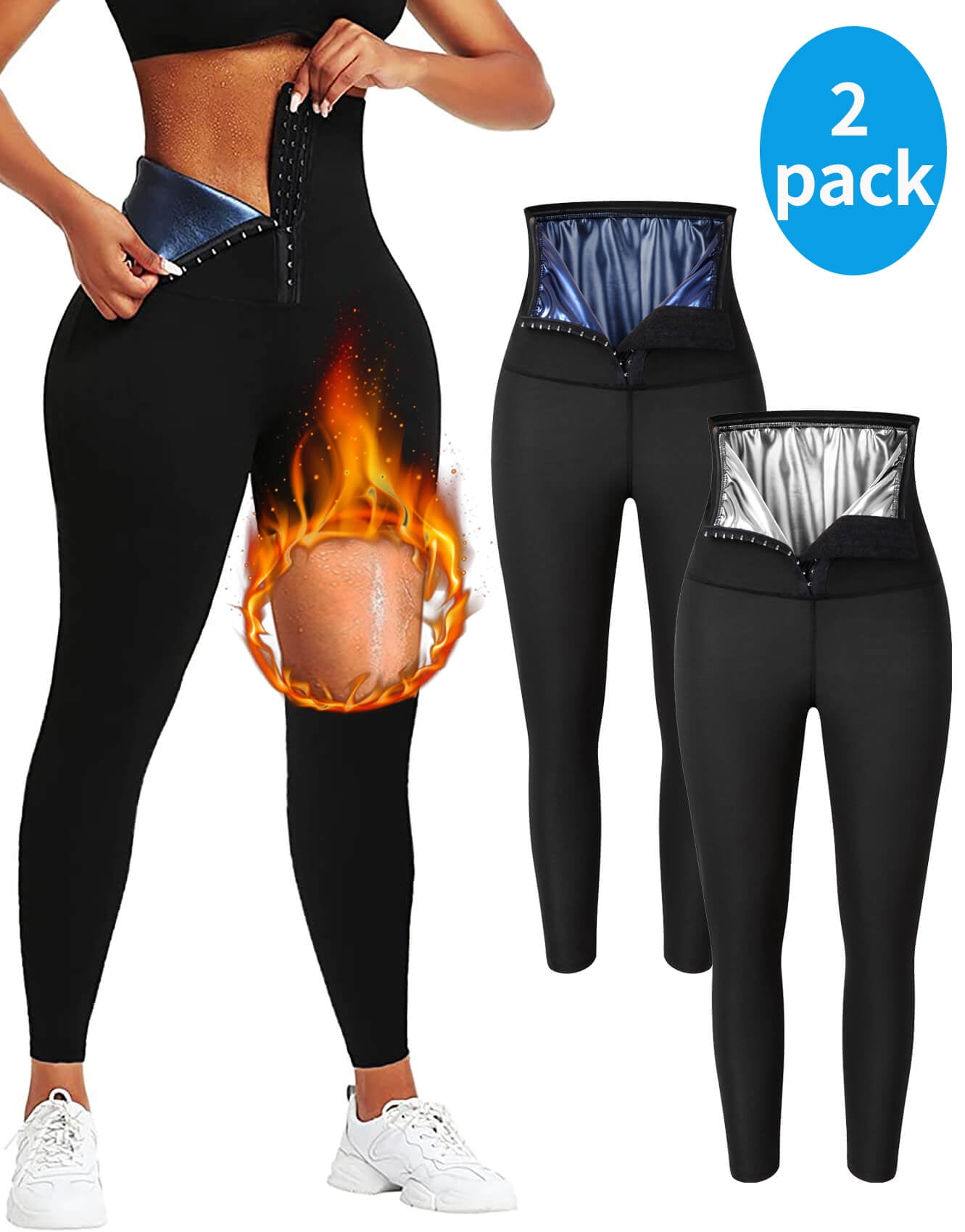 MANIFIQUE 2 Packs Sauna Sweat Pants for Women High Waist Compression ...