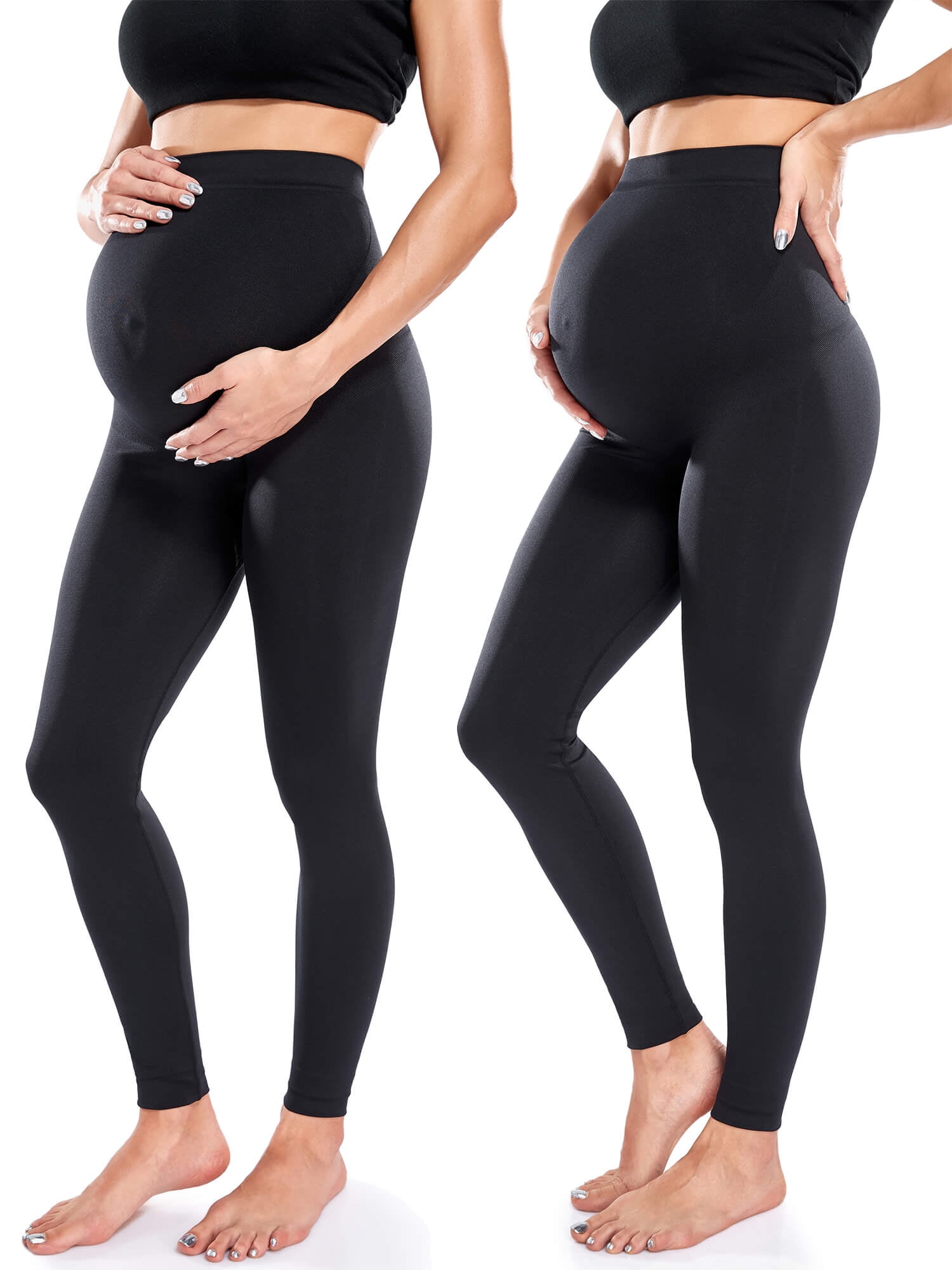 MANIFIQUE 2 Packs Women's Maternity Leggings Pregnancy Yoga Pants ...