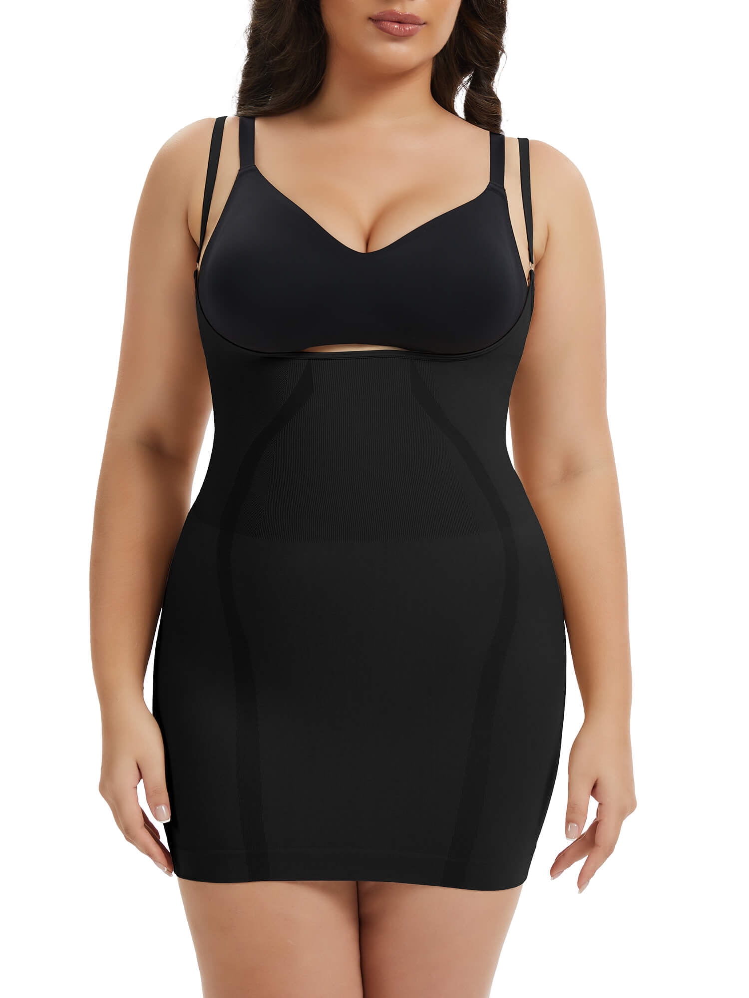 MANIFIQUE Plus Size Open Bust Full Slip - Breathable Body Shapewear ...