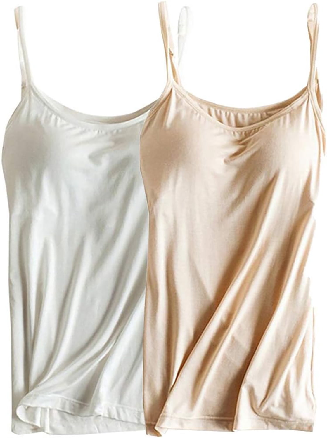 MANIFIQUE Women's Camisole with Built-in Padded Bra, Adjustable ...