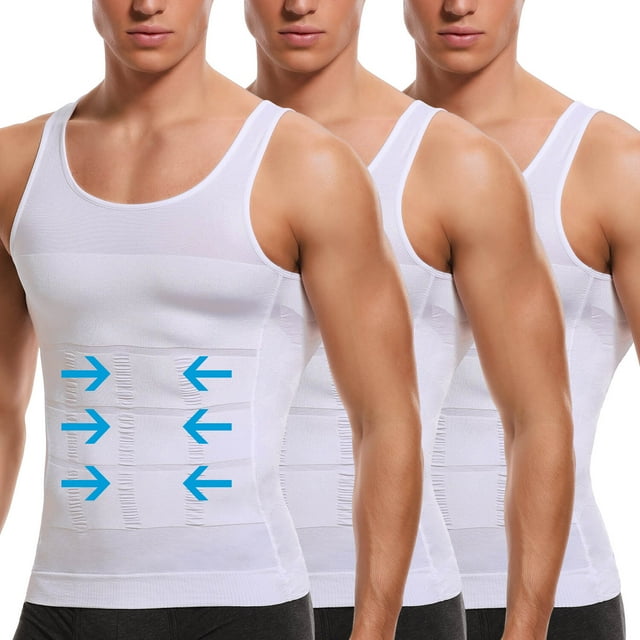 MANIFIQUE 3 Packs Men's Compression Shirts Slimming Tank Top Workout ...