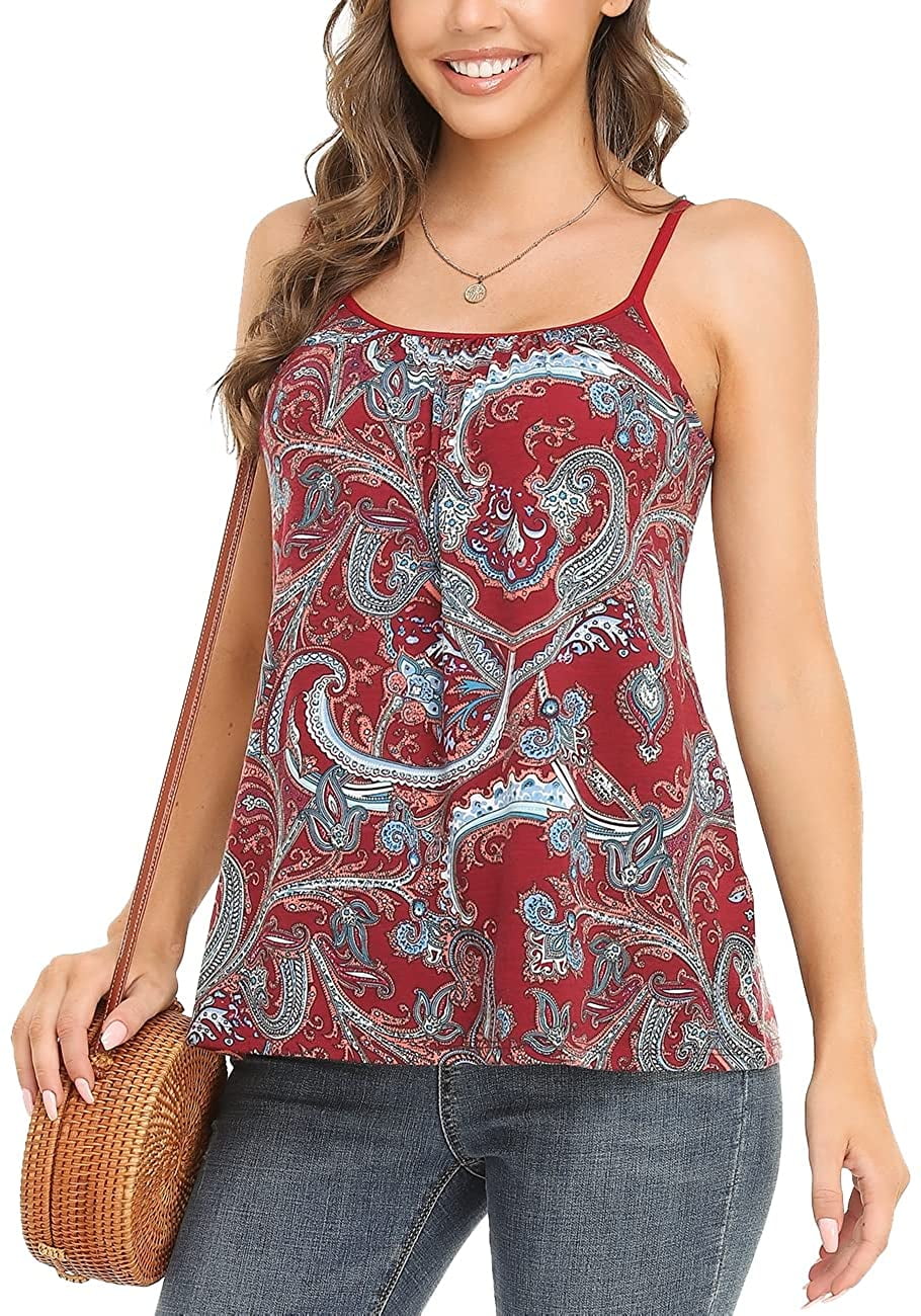 MANIFIQUE Women's Built in Bra Tank Top 2026 Summer Trendy Tops Flowy ...