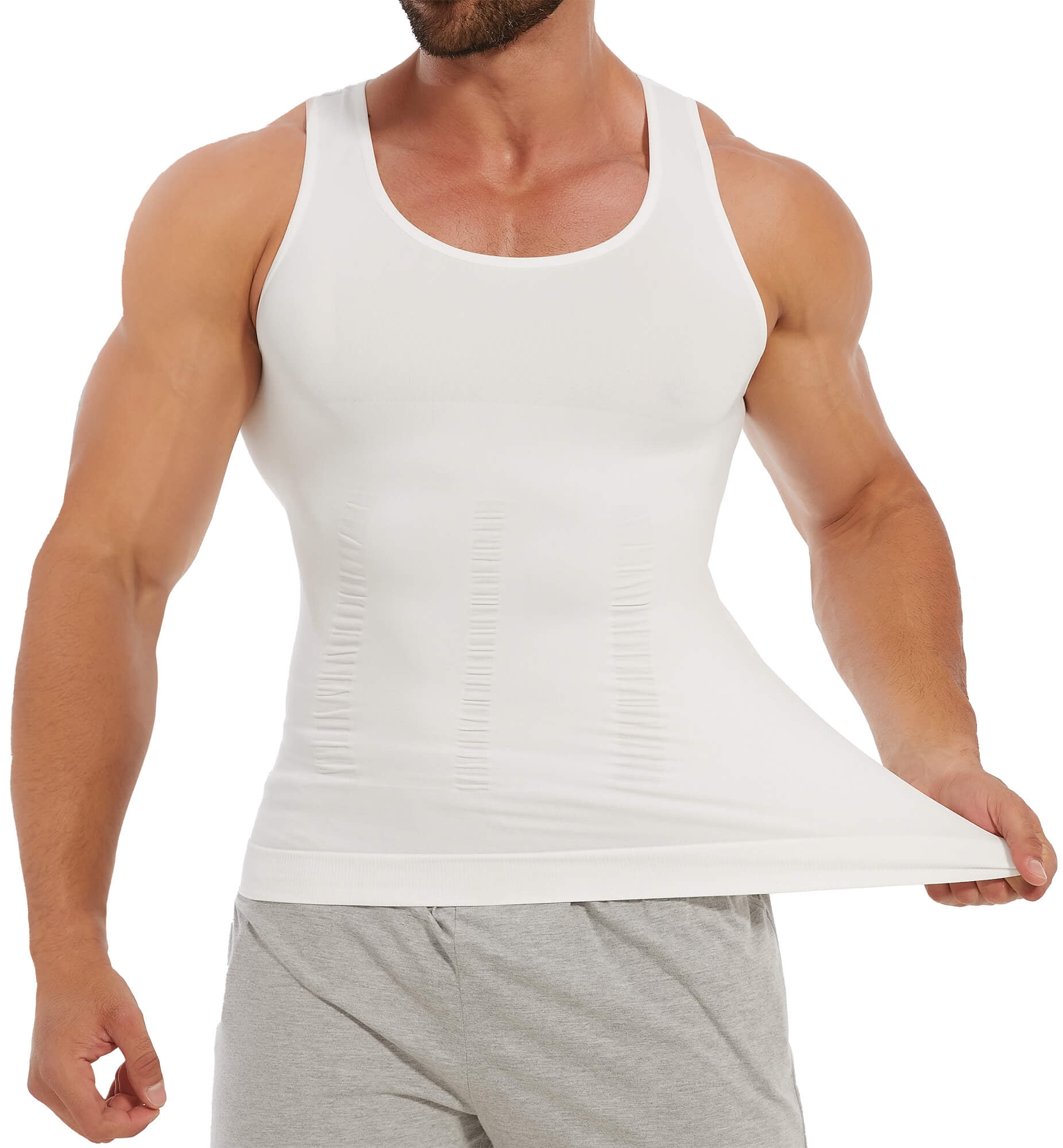 MANIFIQUE Men's Compression Shirts, 3-Pack Slimming Tank Top, Gym ...