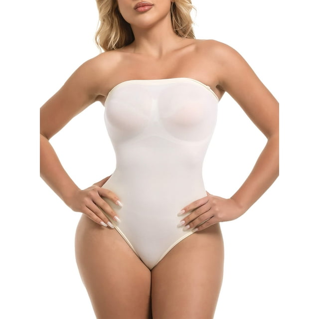 MANIFIQUE Strapless Bodysuit for Women Tummy Control Shapewear Seamless Sculpt Body Shaper with ...