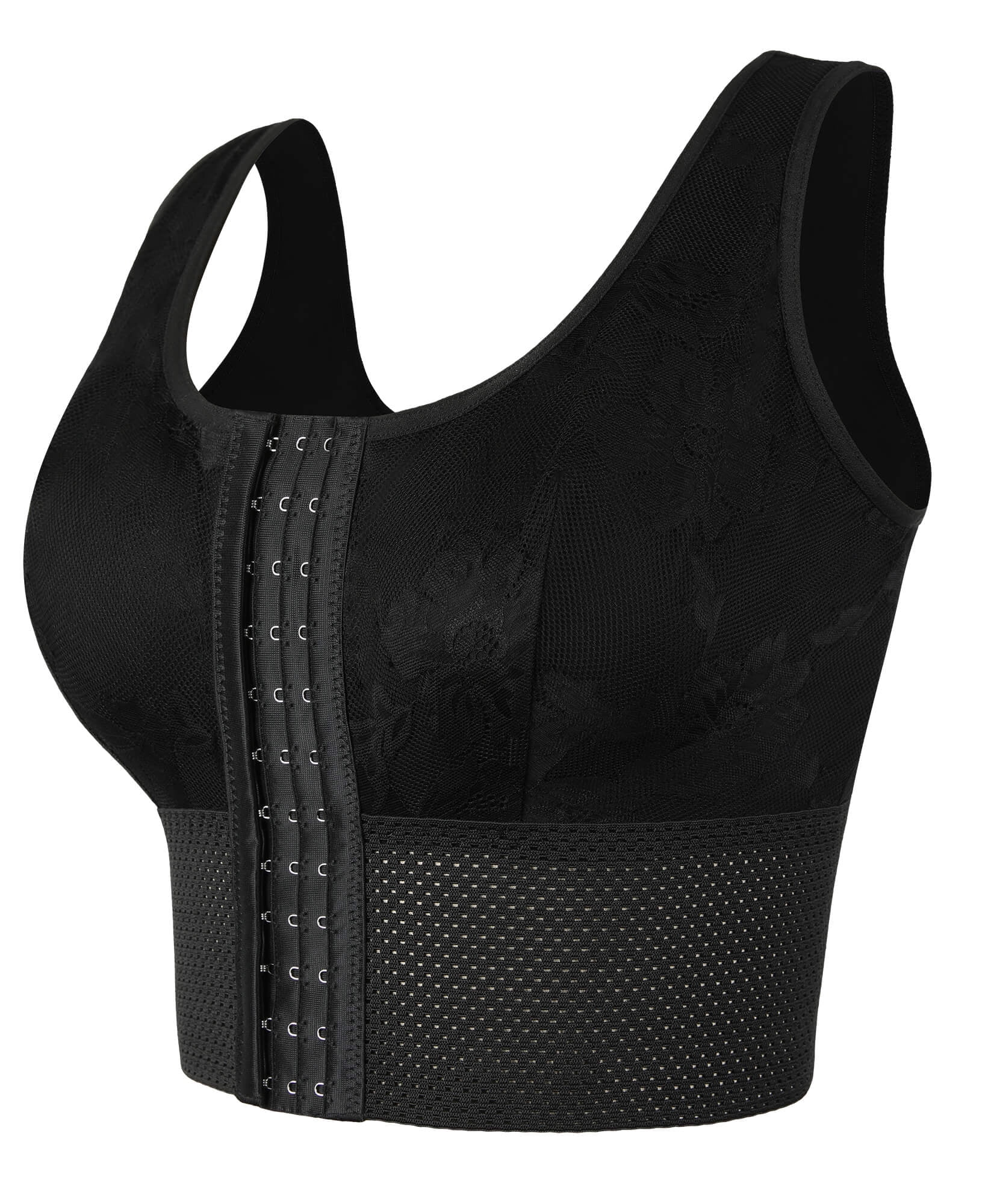 MANIFIQUE Women's Plus Size Jacquard Front Closure Wireless Longline ...