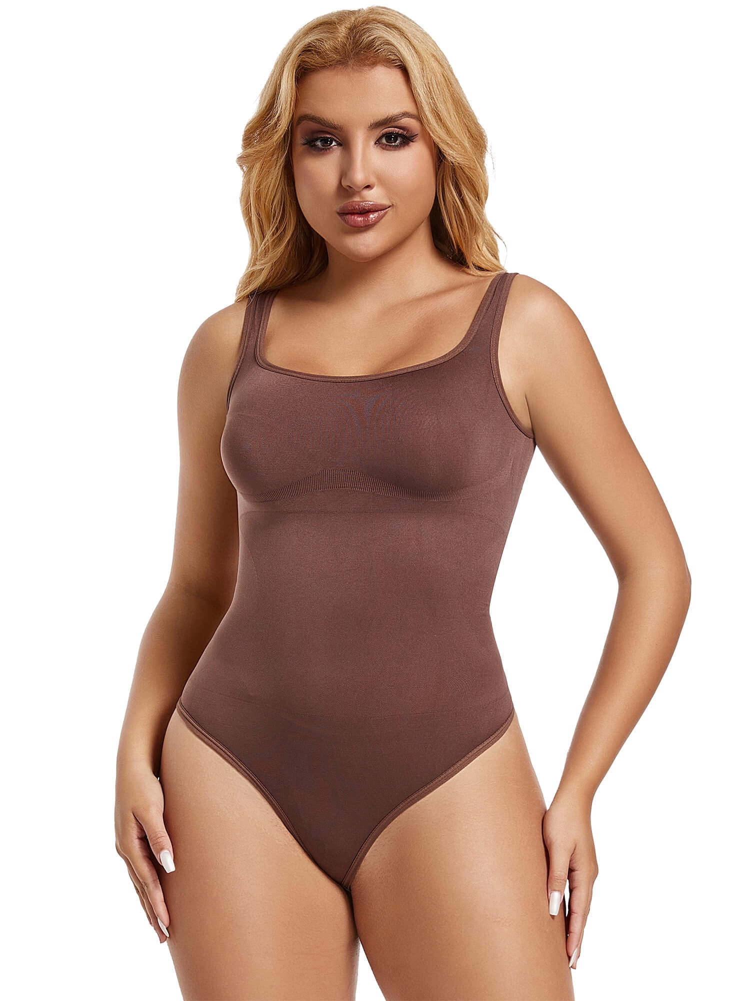 MANIFIQUE Women's Scoop Neck Sleeveless Bodysuits Backless Tank Top Body Suits for Womens Sexy ...