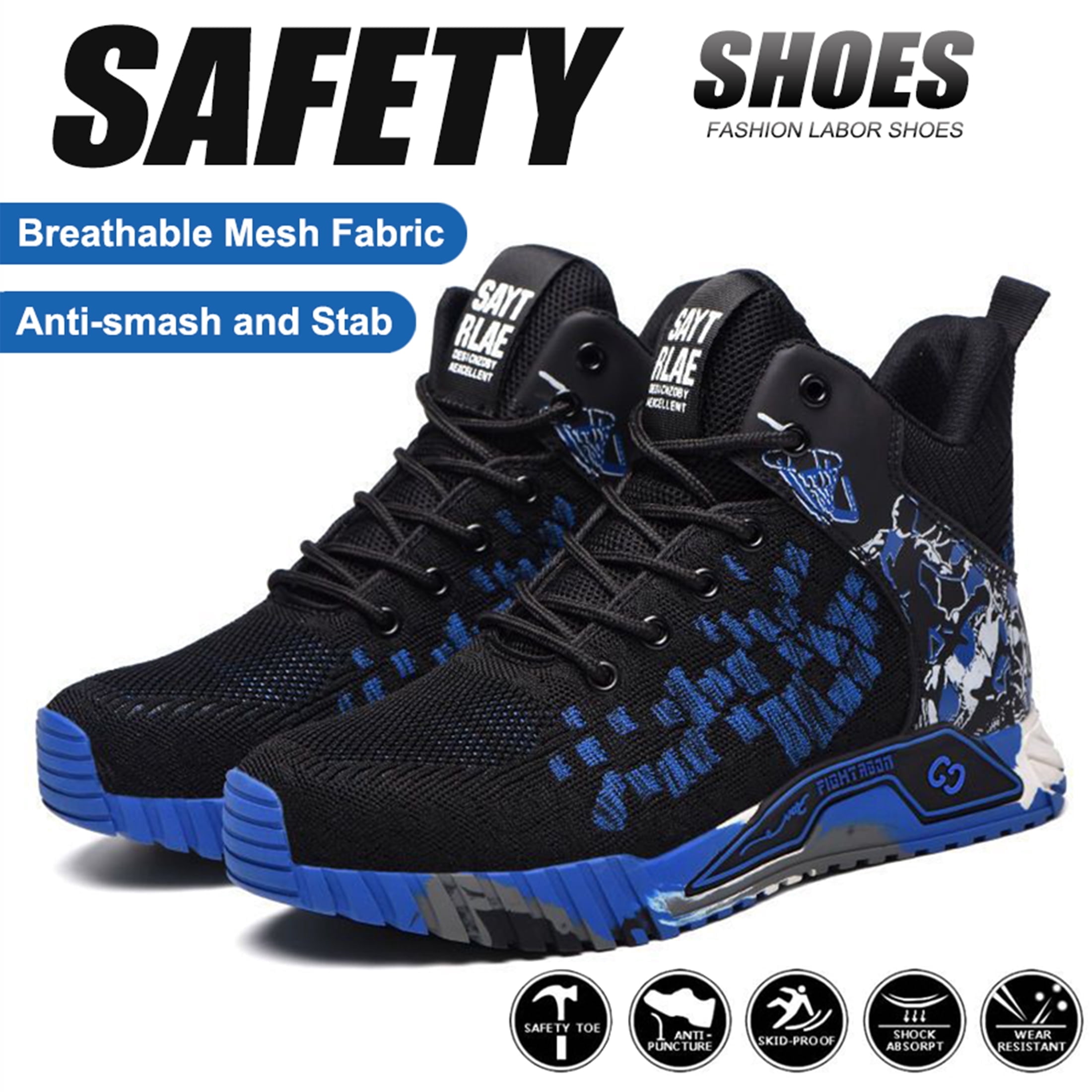MANLEGU Anti-Smash Work Safety Shoes, Steel Toe Boots for Men, Soft ...