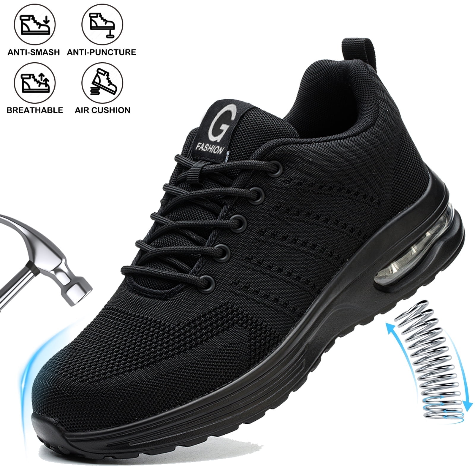 MANLEGU Lightweight Steel Toe Work Shoes, Memory Foam Insole, Good for ...