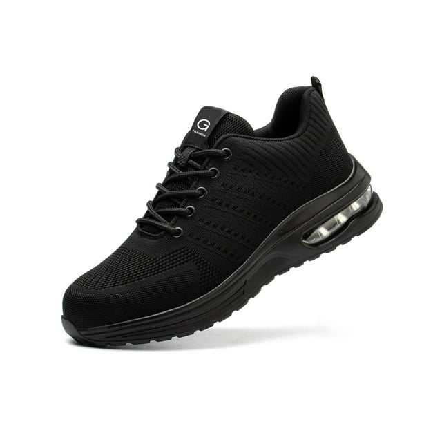 MANLEGU Lightweight Steel Toe Work Shoes, Memory Foam Comfort, Slip ...