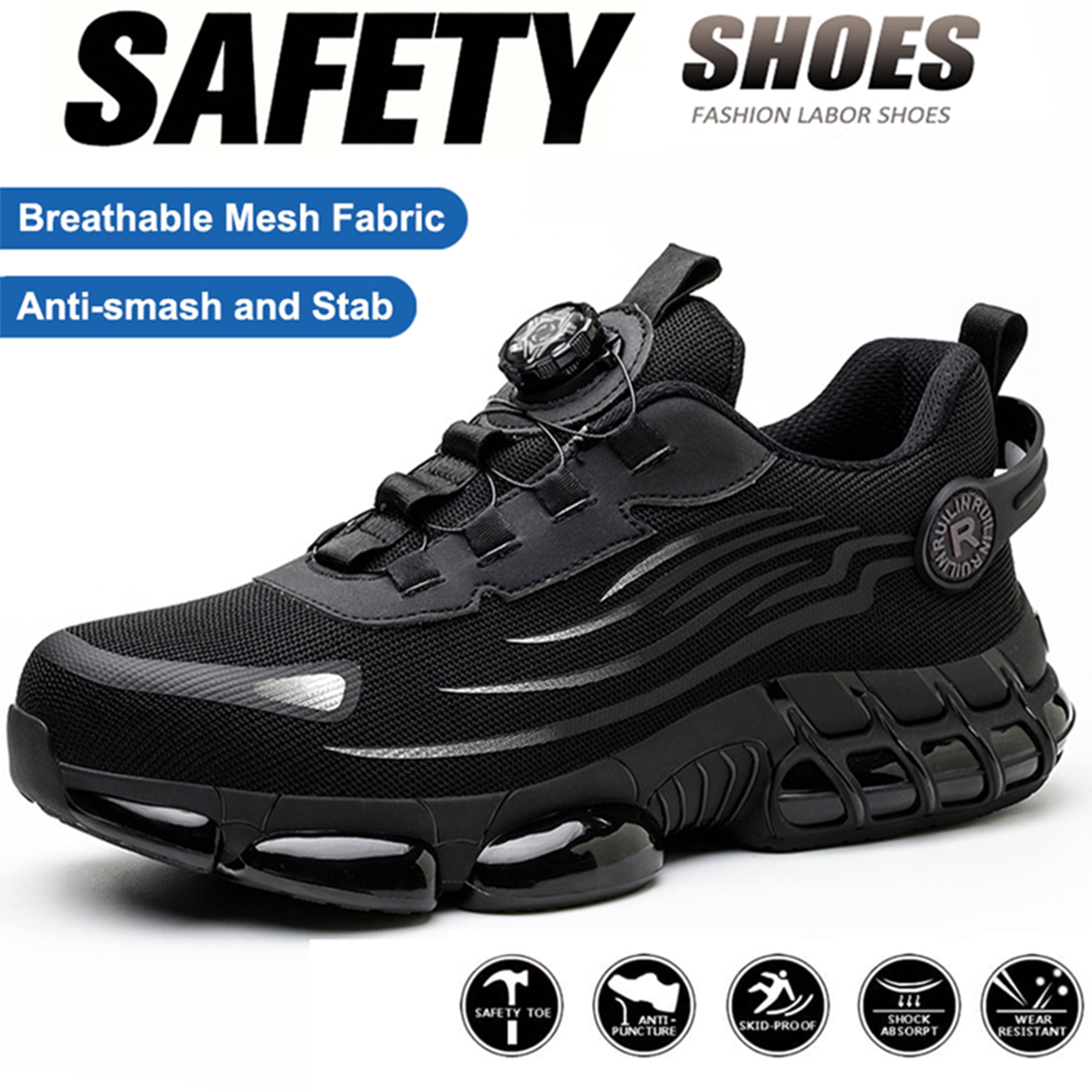 XQJ Steel Toe Shoes for Men Women Air Cushion Sneakers Safety Work ...