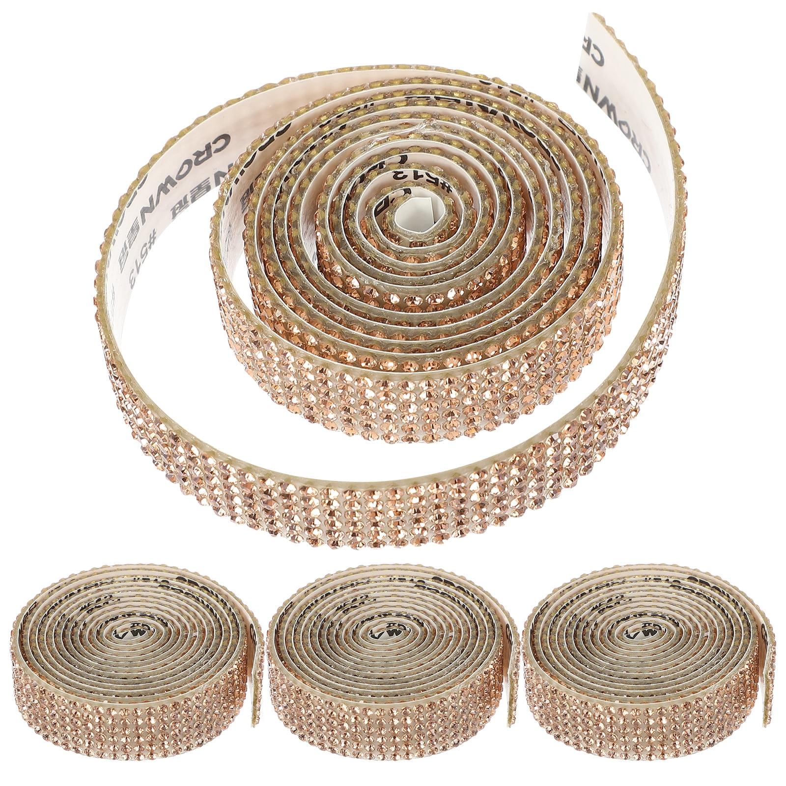 MANLINGDA 4 Self-Adhesive Rhinestone Strips Diamond Crystal Ribbon ...