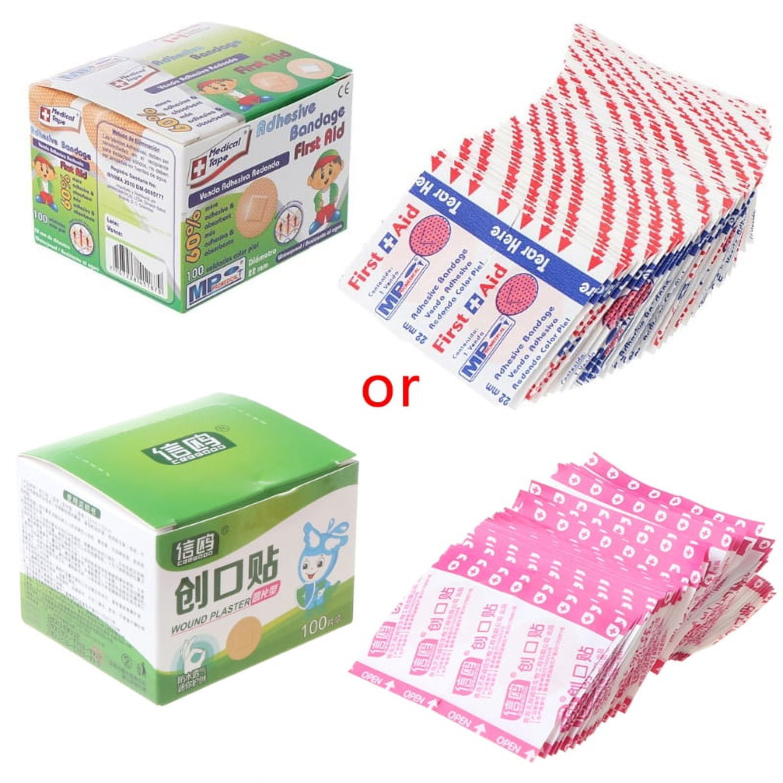 MANNYA 100Pcs Adhesive Round Band Aid Wound Plaster First-Aid Circle ...