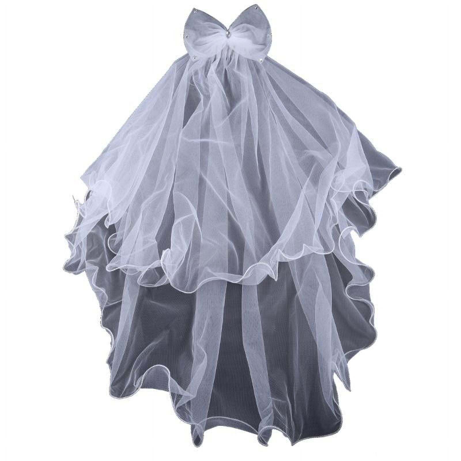 MANNYA 2 Tier Girls First Holy Communion Veil with Comb Curly Edge ...