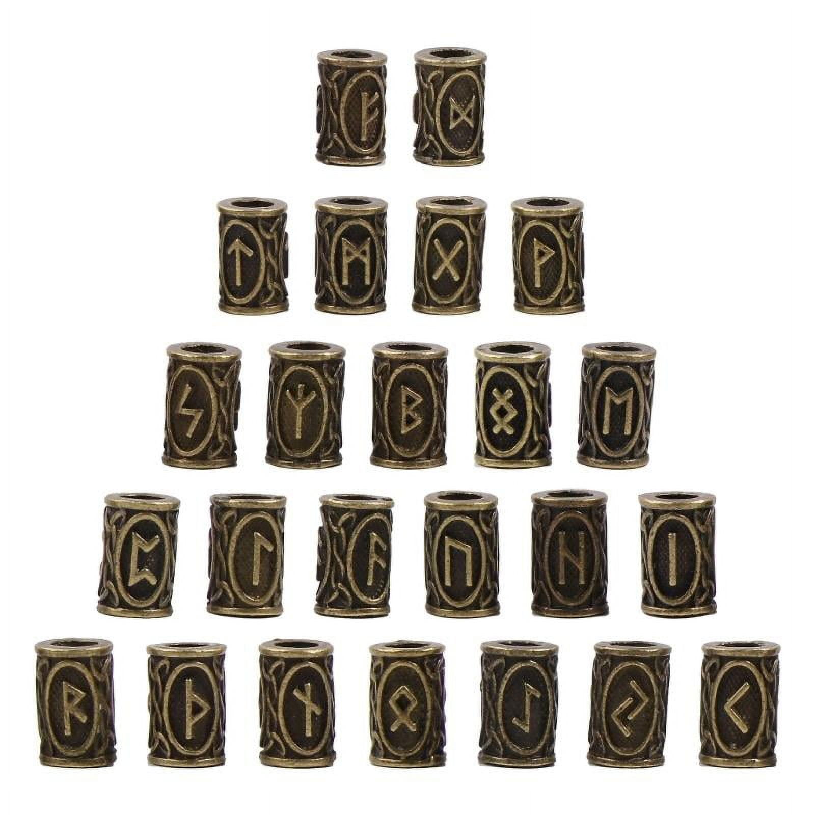 MANNYA 24 PCS Vikings Runes Beads Hair Beard Beads Silver for Hair ...