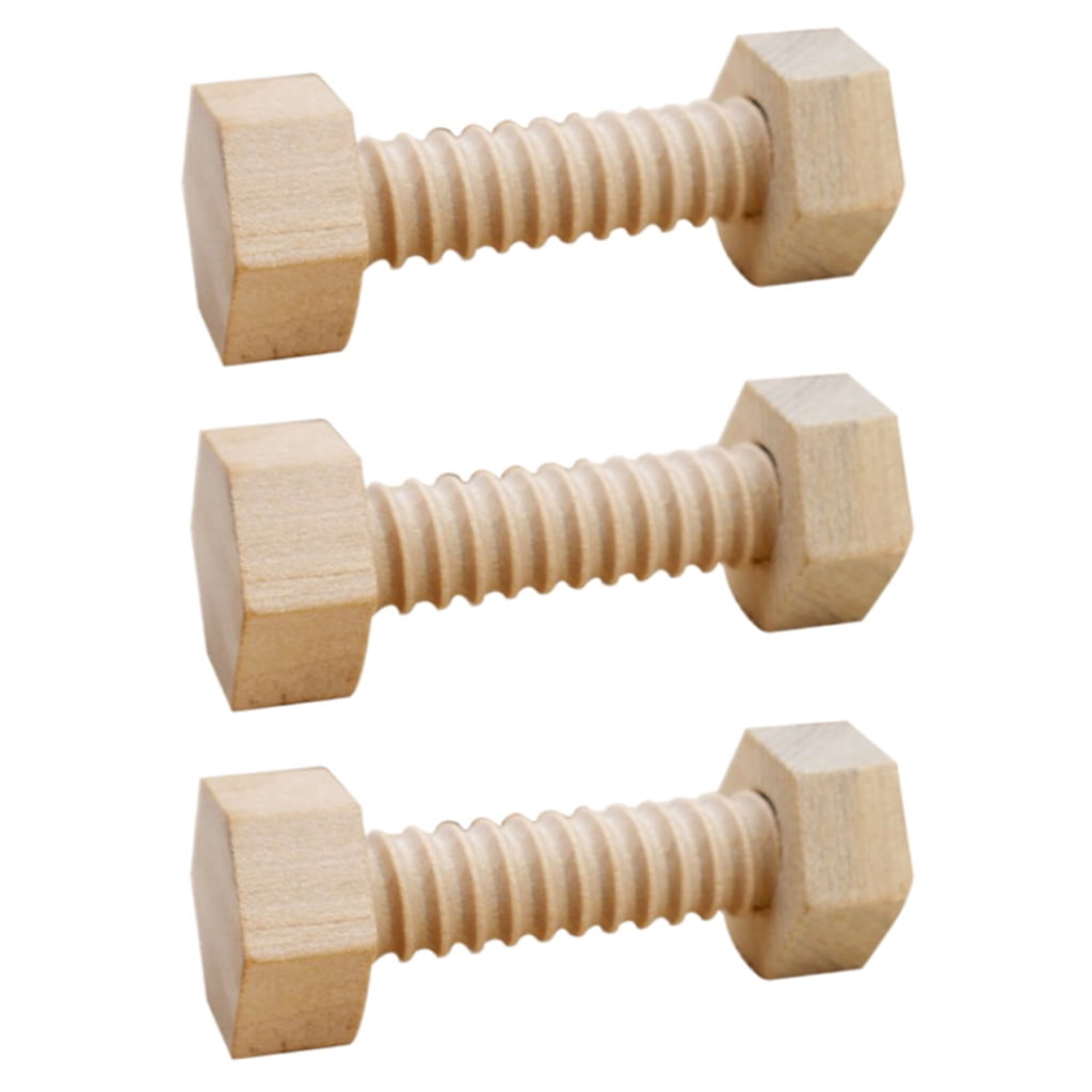 MANNYA 3 Pcs Wooden Screw Nut Building Assembling Blocks Hands-on ...