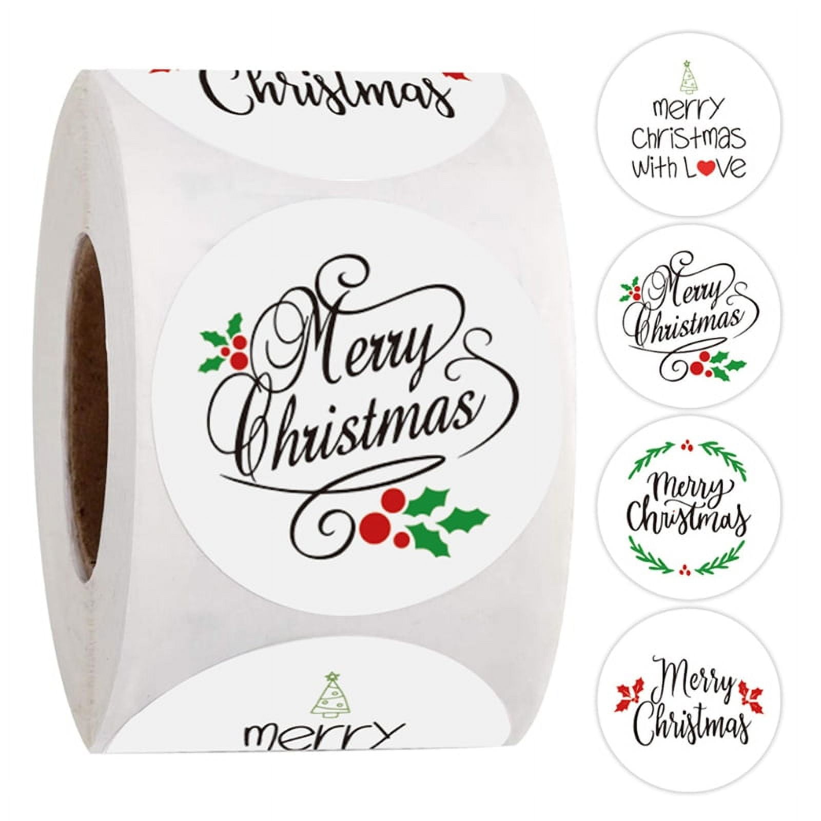MANNYA 500pcs Merry Christmas Stickers 4 Design Round Holiday Label ...