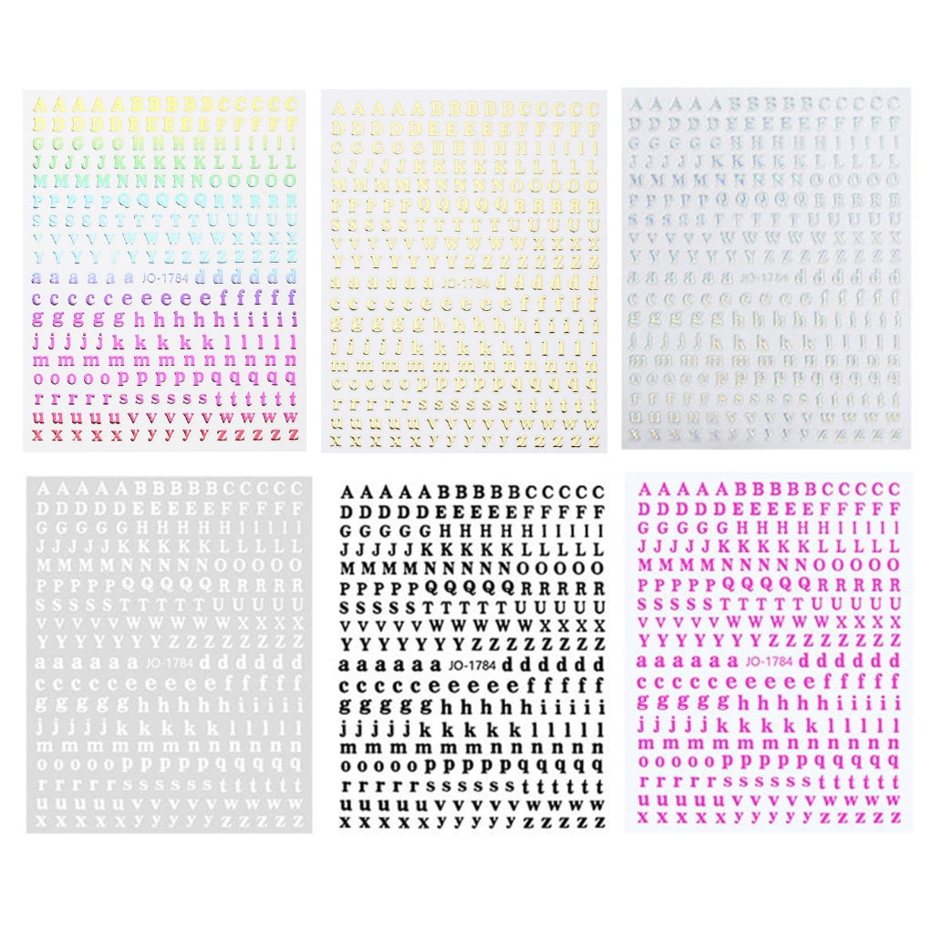 MANNYA 6pc Letter Nail Art Stickers Decals Of Alphabet Small Letter ...