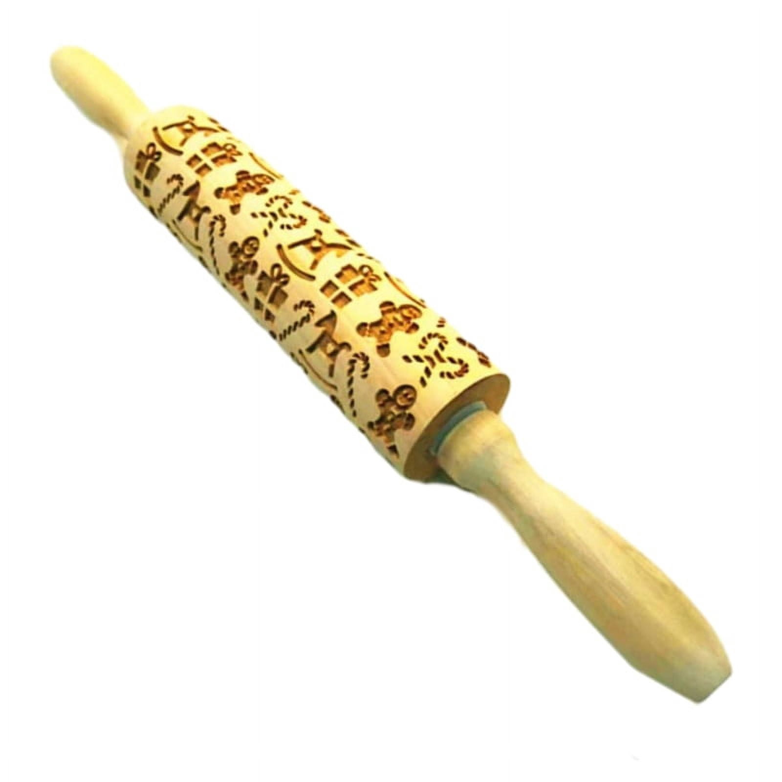 MANNYA Christmas Wood Embossing Rolling Pin Christmas Rolling Pin Wood ...