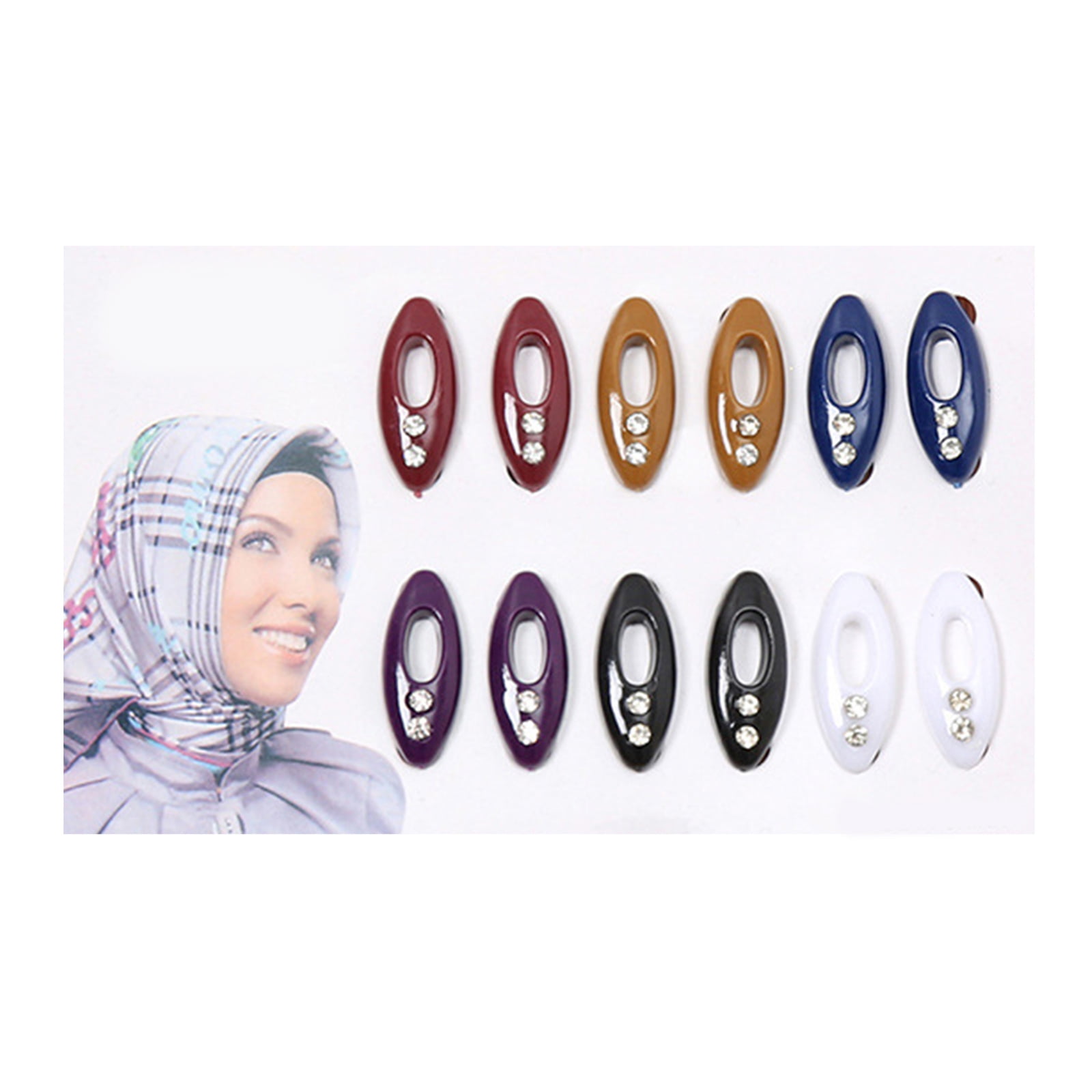 MANNYA Hijab Pin 12 Pieces Plastic Muslim Women Hijab Sari Pins Mixed ...