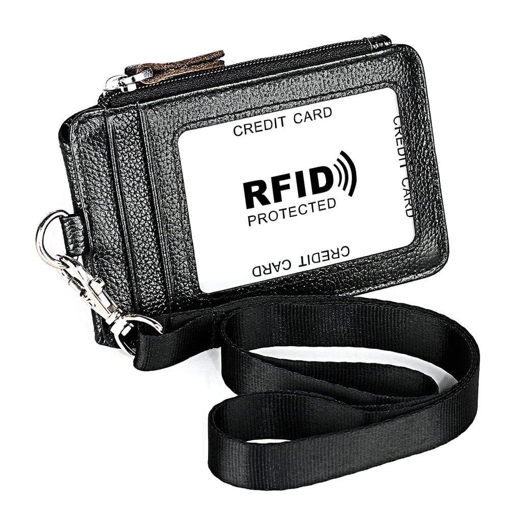 MANNYA Portable Genuine Leather RFID Blocking Business ID Card Credit ...