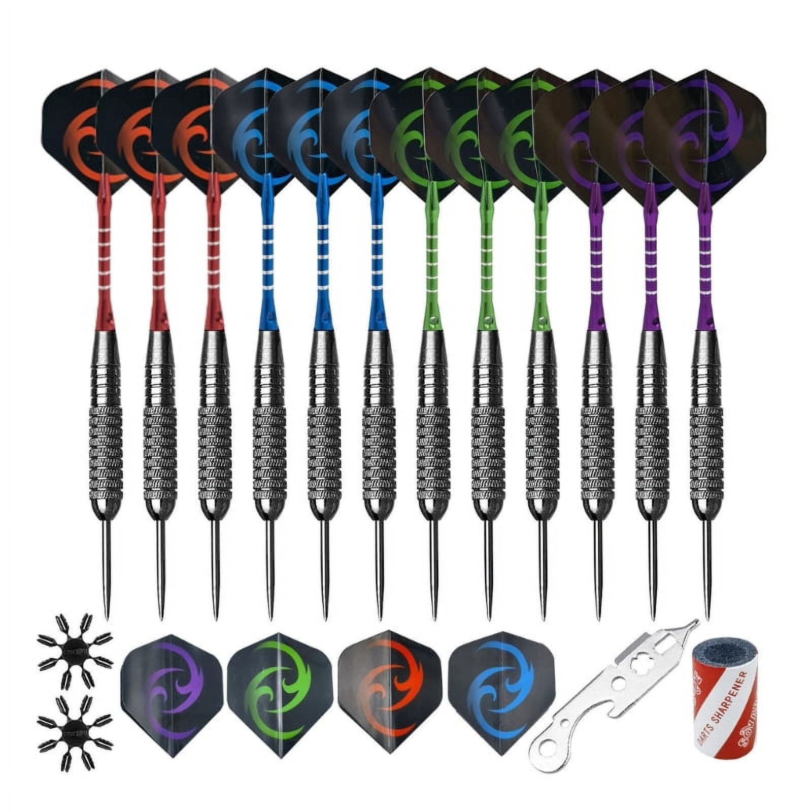 MANNYA Set of 12Pcs 22g Professional Steel Tip Darts Sets with Aluminum ...