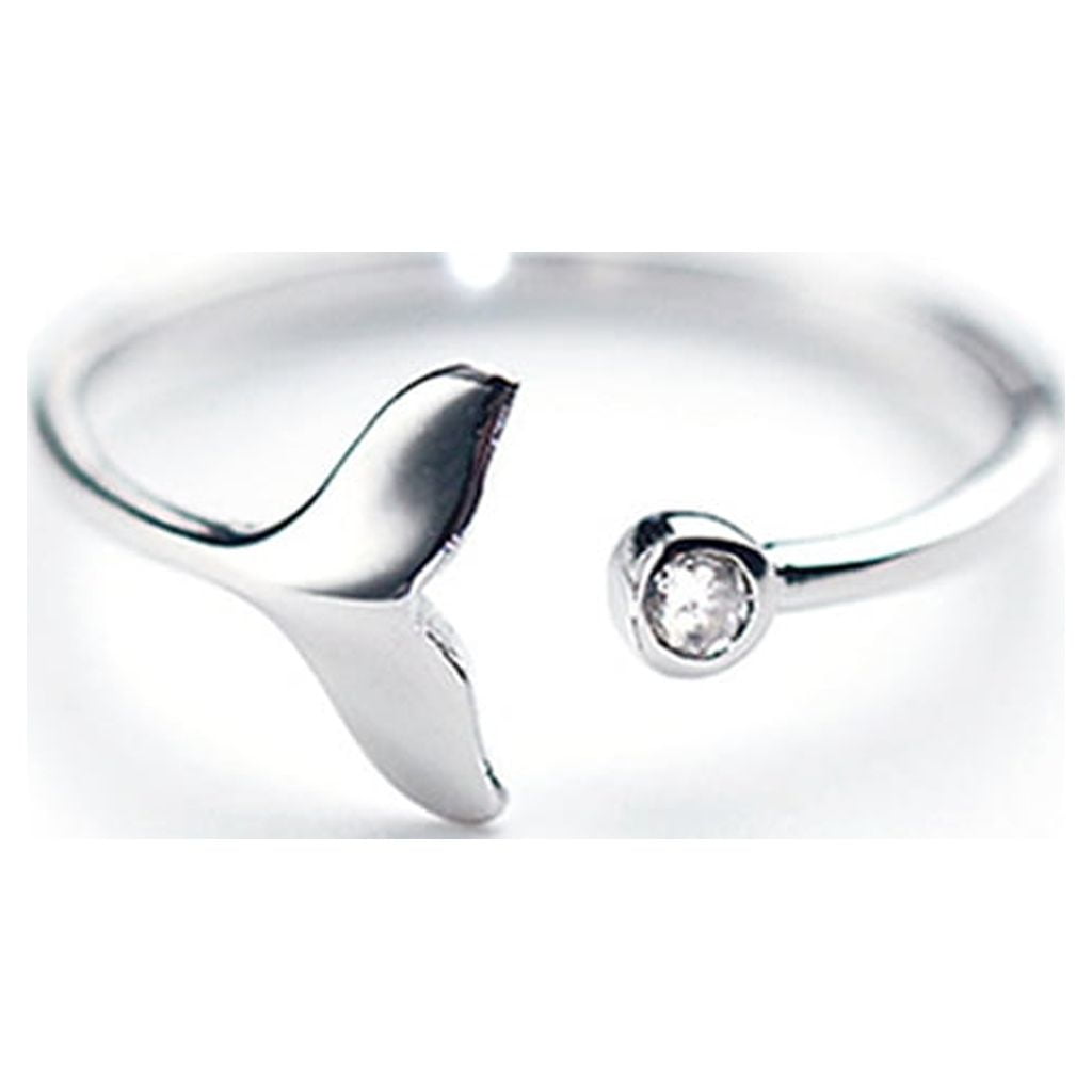 MANNYA Solid Ring Whale Tail Plain Band Ring Simple Adjustable Ring ...