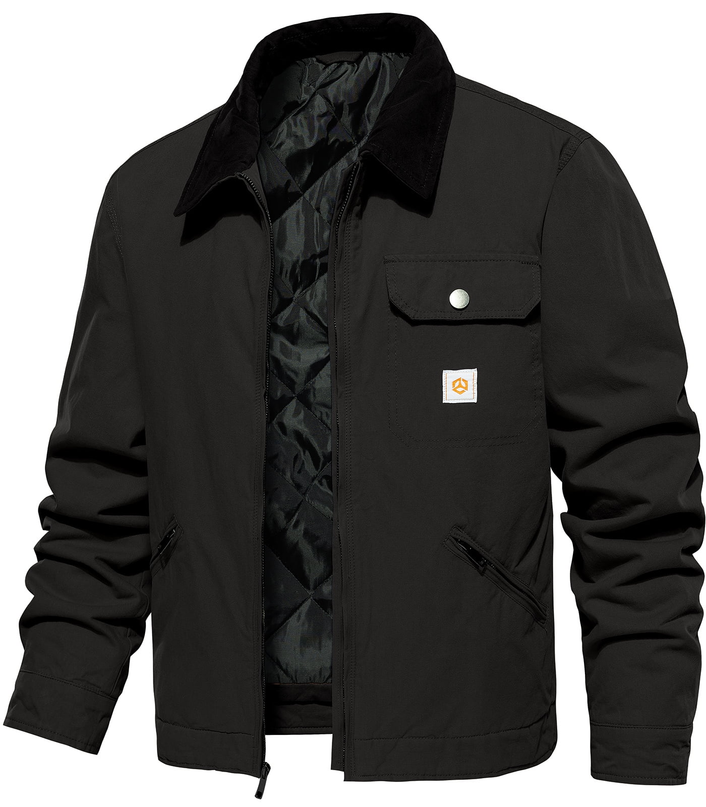 MANSDOUR Men's Winter Cotton Jacket Warm Cargo Work Jacket With Quilted ...