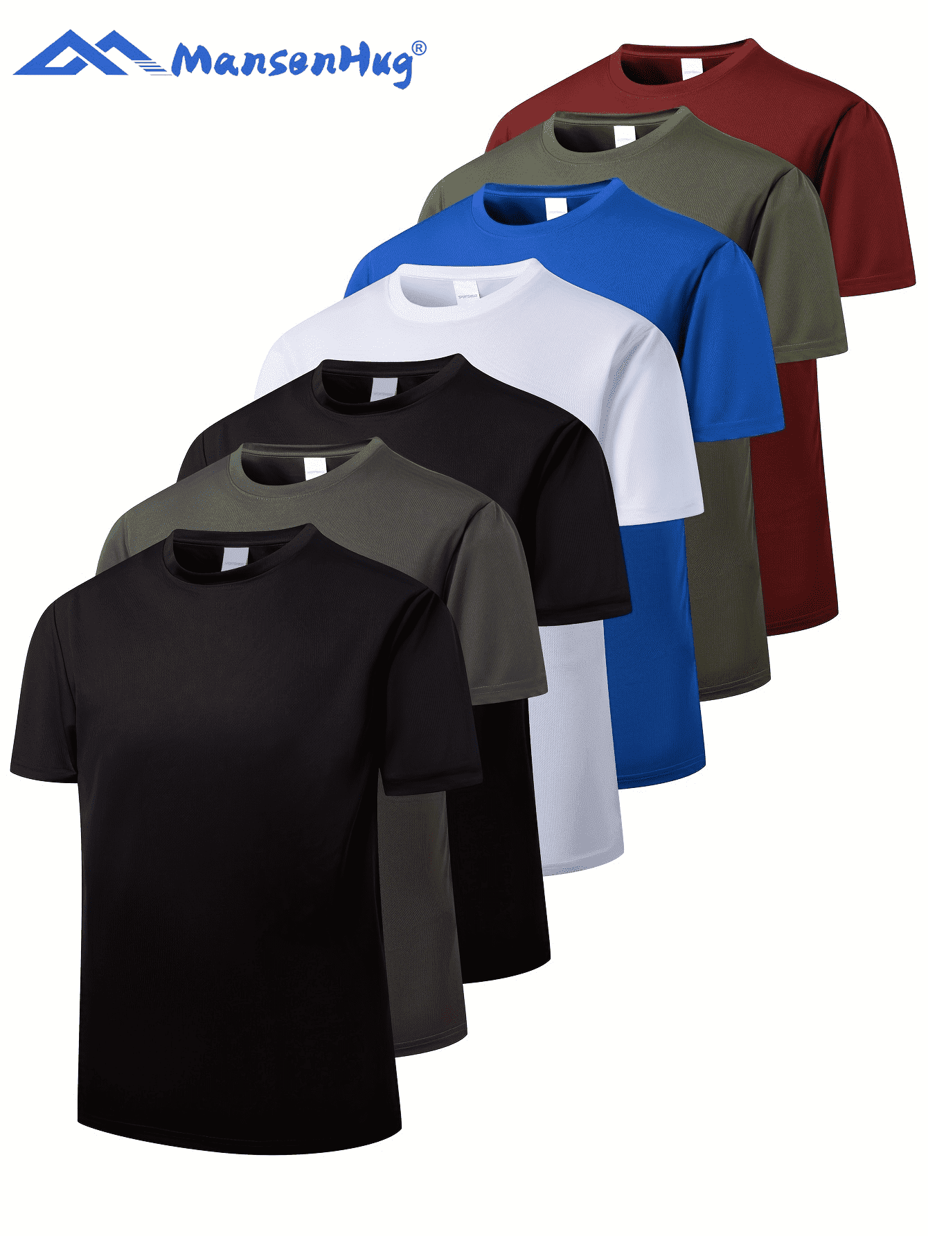 MANSENHUG 7 Pack Men's Dry Fit T Shirts Athletic Running Gym Workout ...
