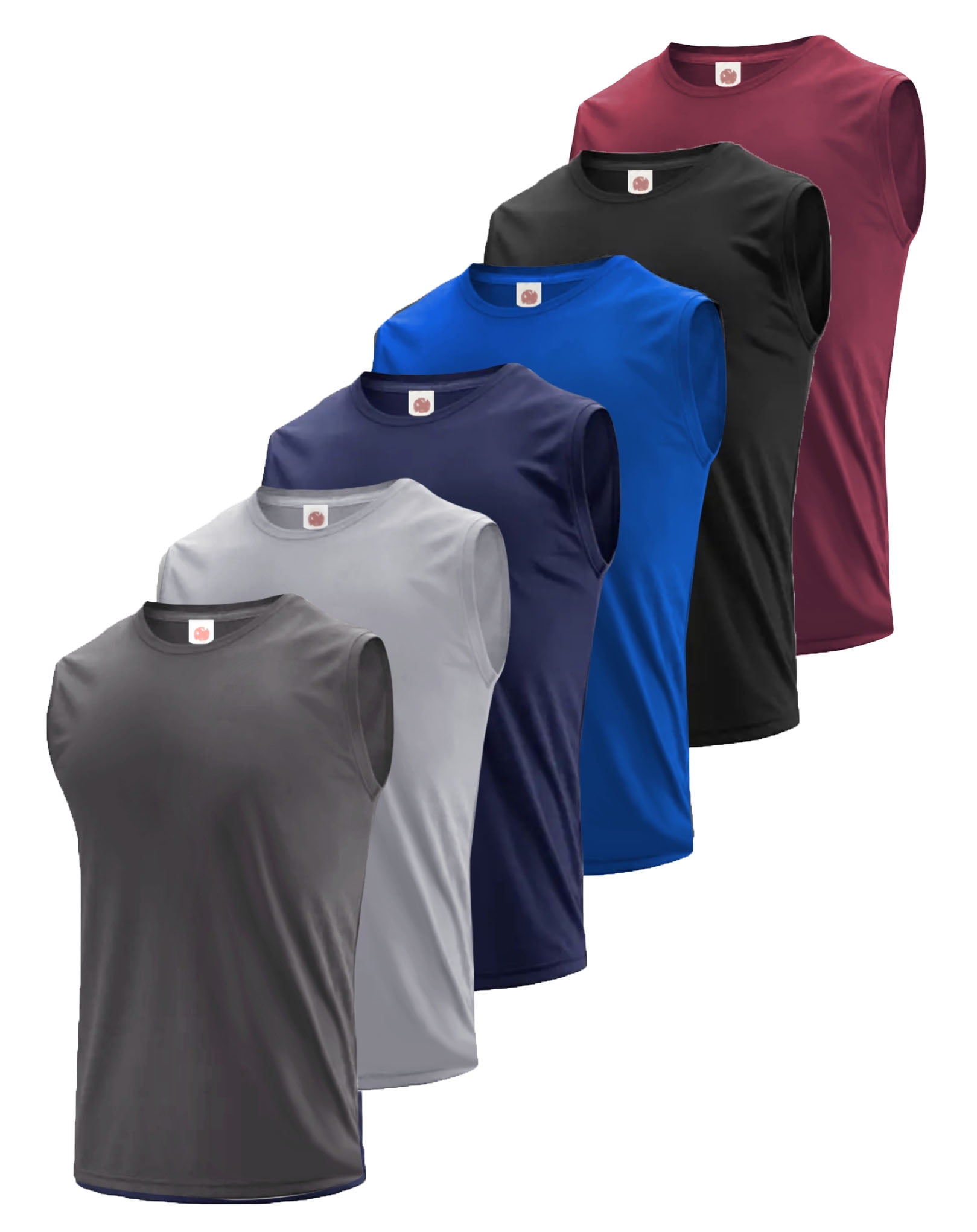 MANSENHUG Men's 6 Pack Tank Tops Sleeveless Workout Quick Drying Shirts ...