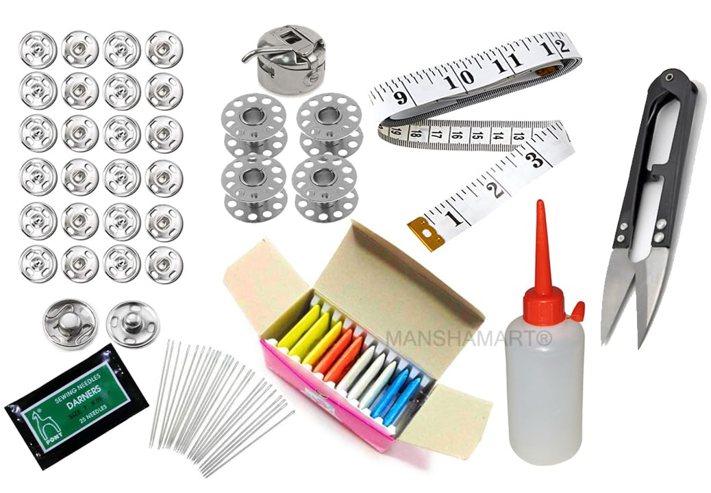 MANSHAMART Sewing Kit 4 Bobbins 1 Bobbin case 1 Measuring Tape ...
